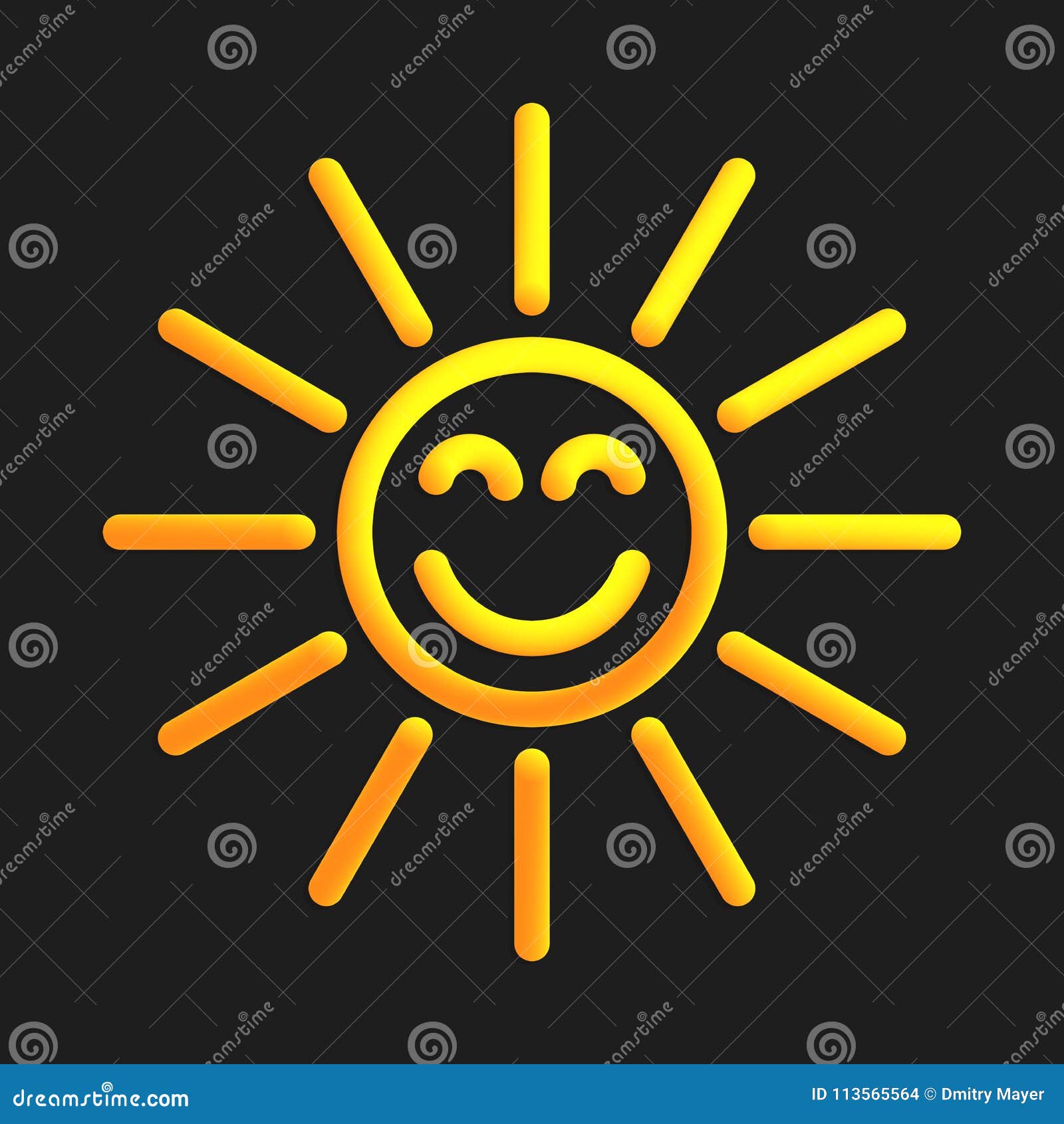 Sun with Straight Rays in 3d Style Stock Vector - Illustration of ...