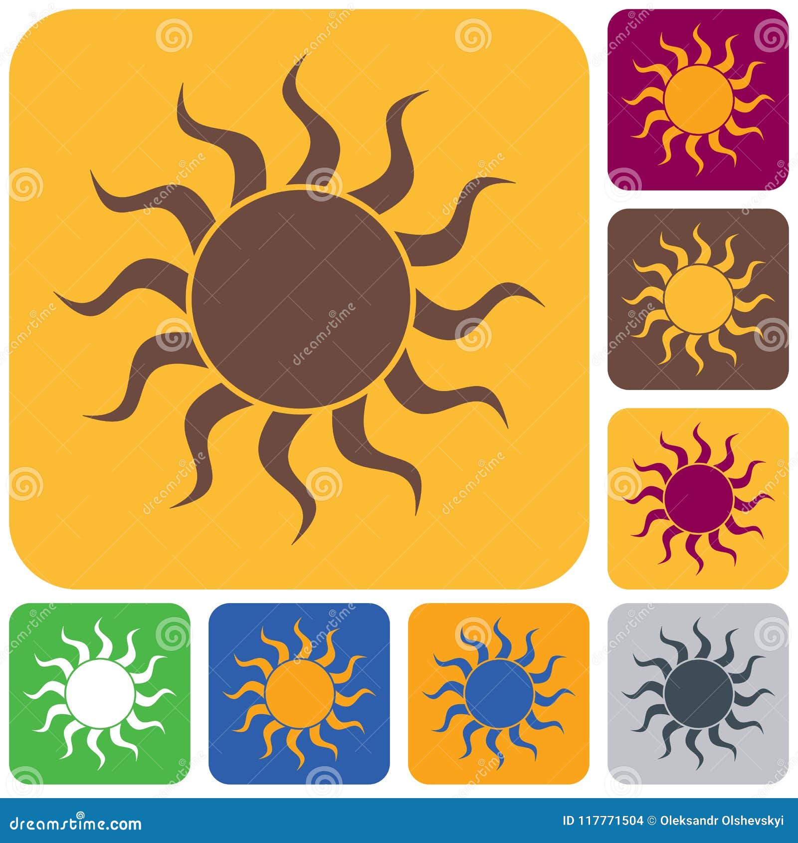 Sun stylized image icon stock vector. Illustration of smile - 117771504