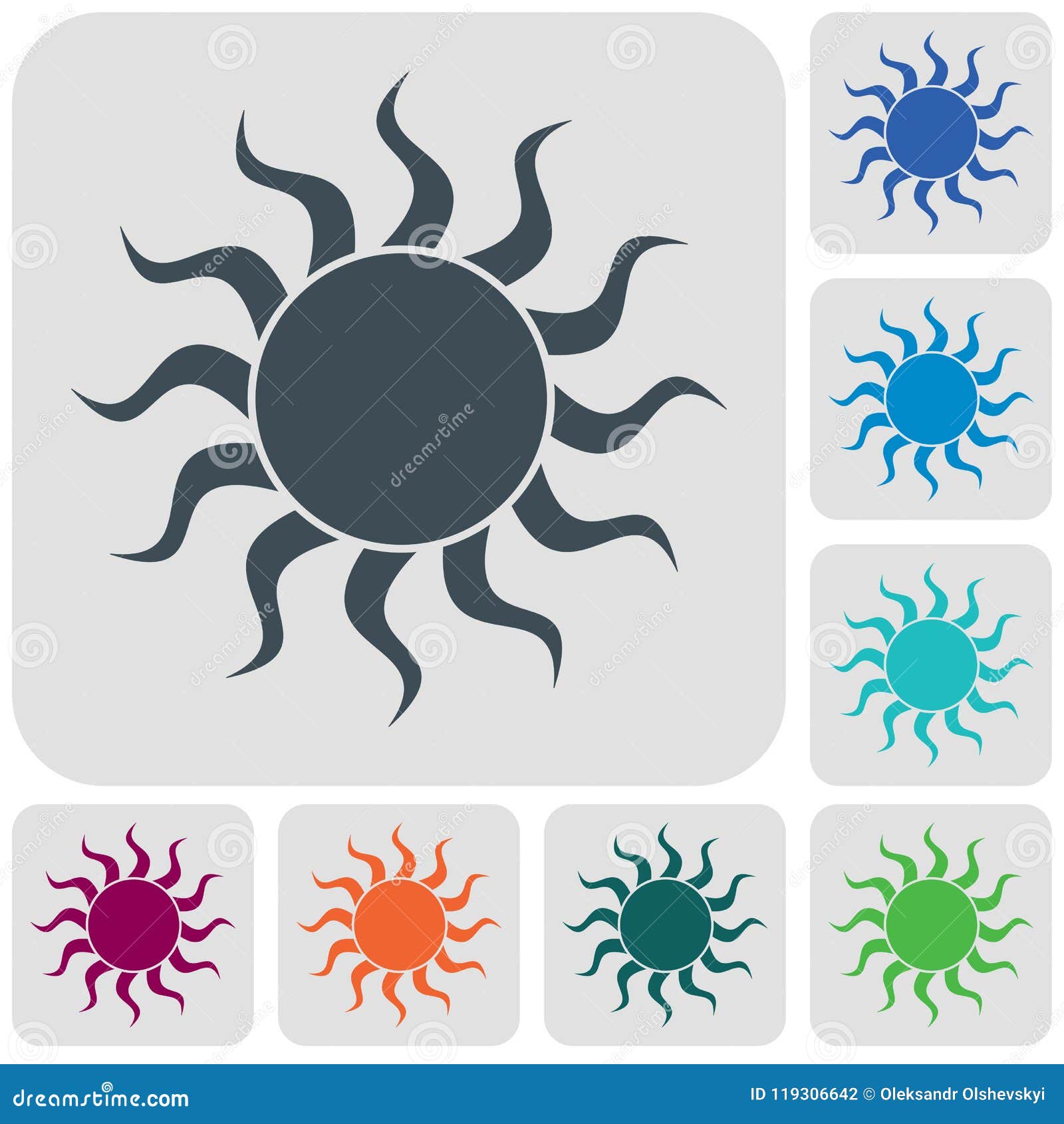 Sun stylized image icon stock vector. Illustration of light - 119306642