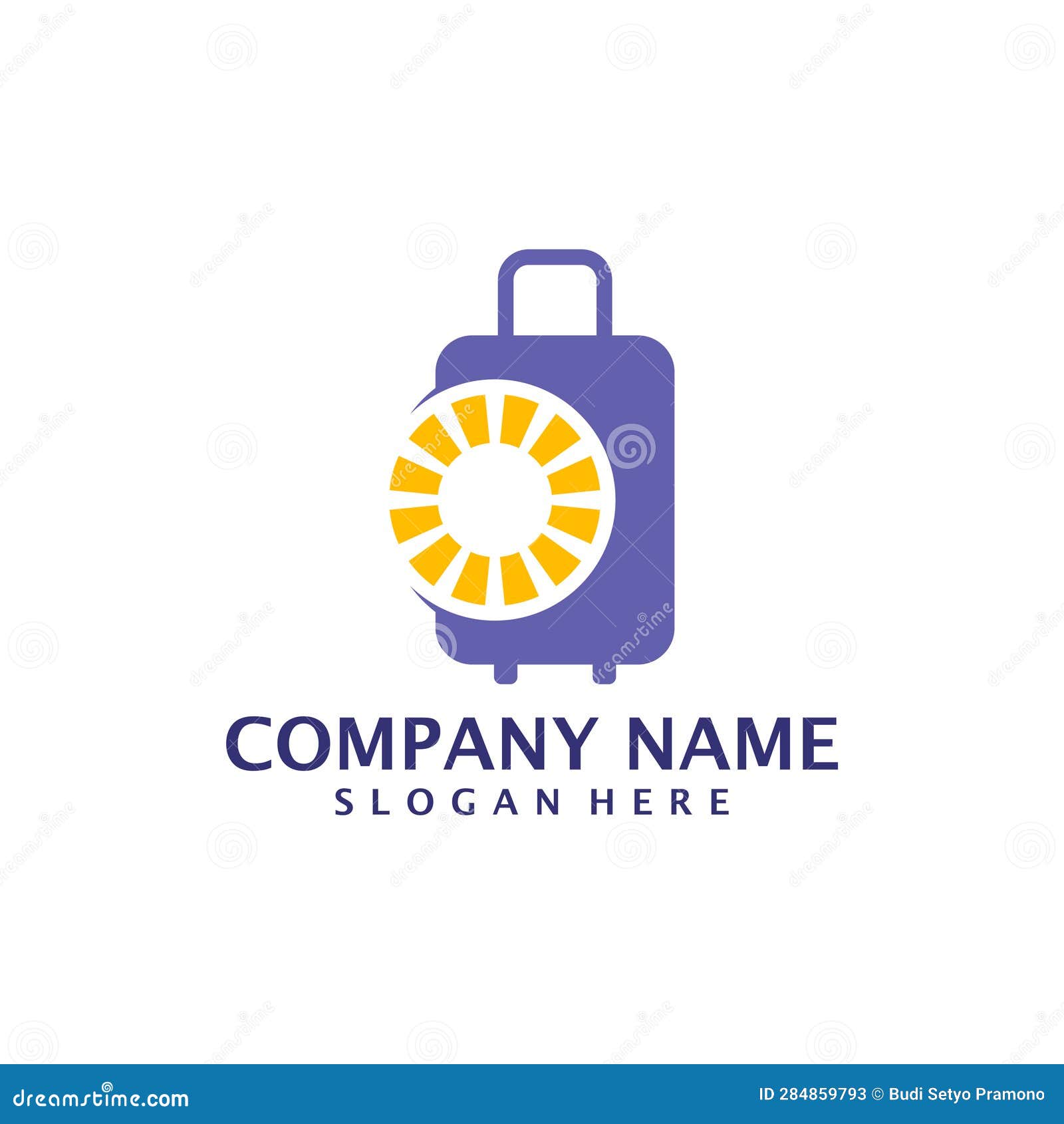 Sun Suitcase Logo Design Vector. Suitcase Logo Design Template Concept ...