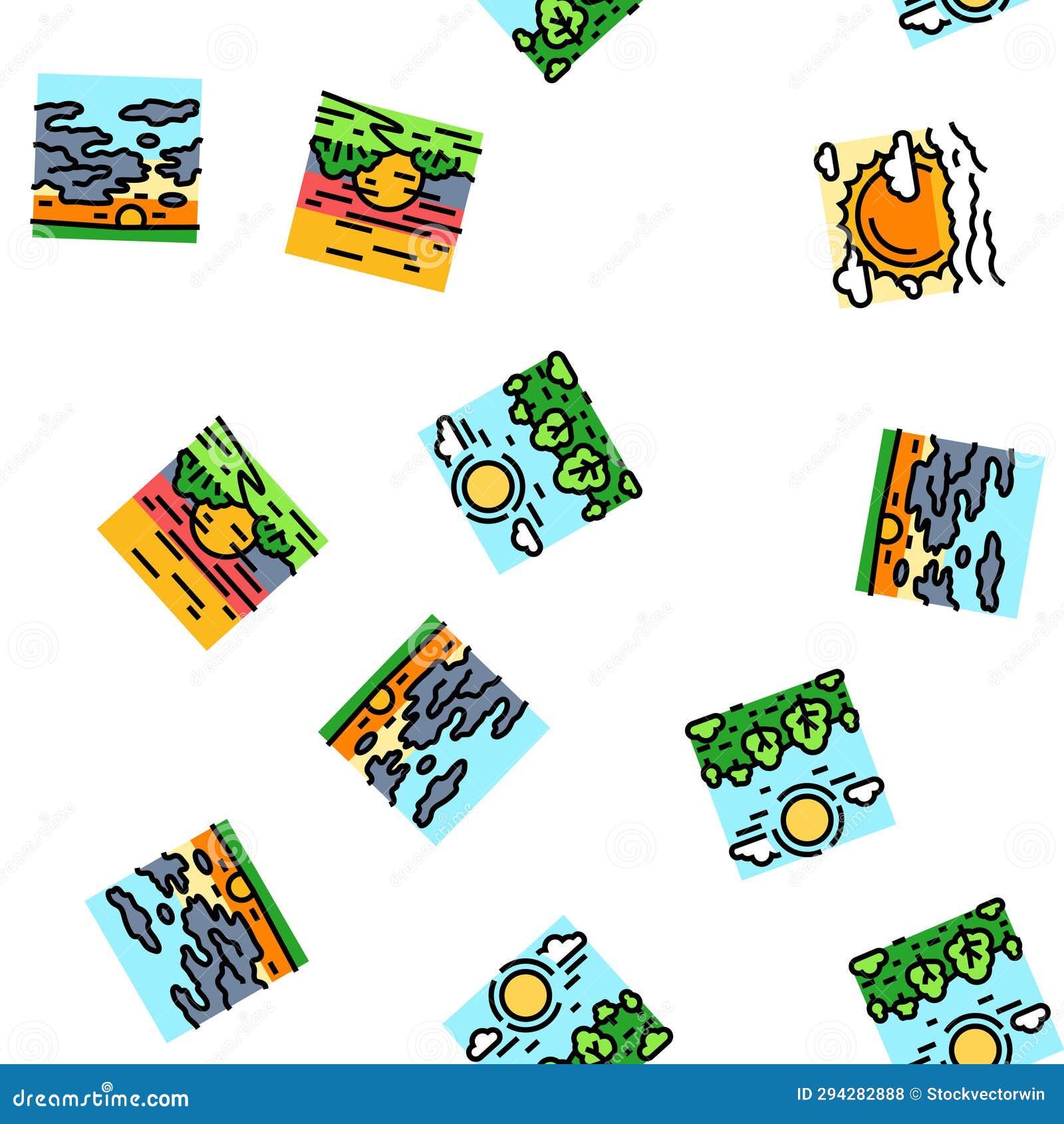 Sun Summer Sunlight Light Vector Seamless Pattern Stock Vector ...