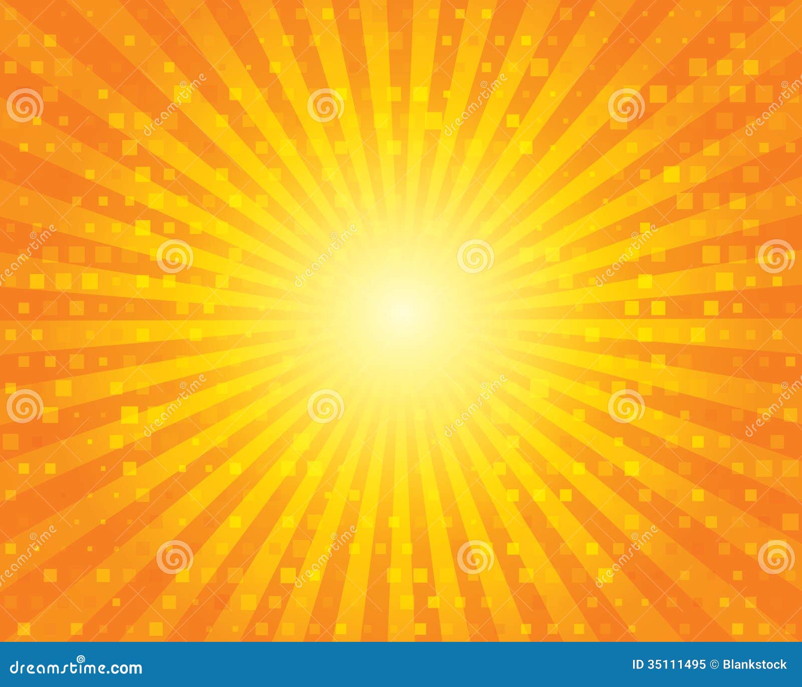 Sun Sunburst Pattern with Squares. Orange Sky. Stock Vector ...