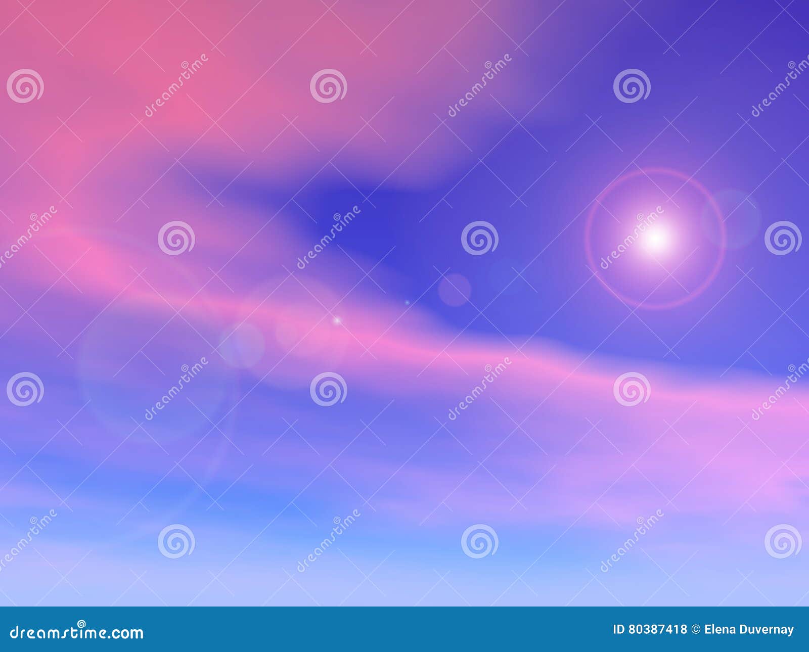 Sun in the Sunset Sky Background - 3D Render Stock Illustration ...