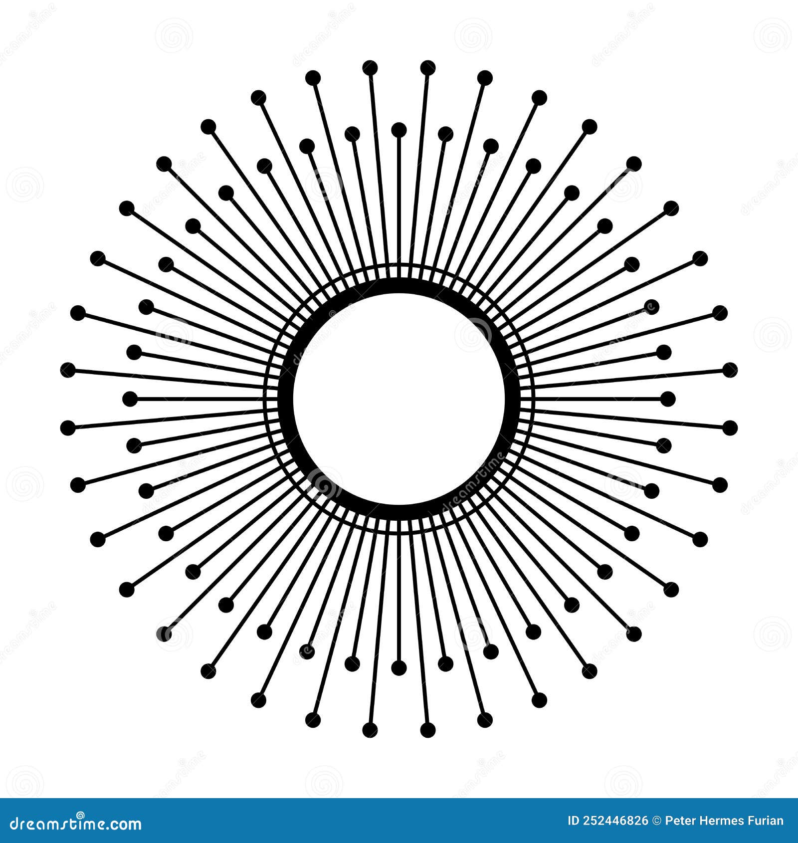 Sun Symbol, Solar Disk with 72, Six Times Twelve, Rays of Light Stock ...