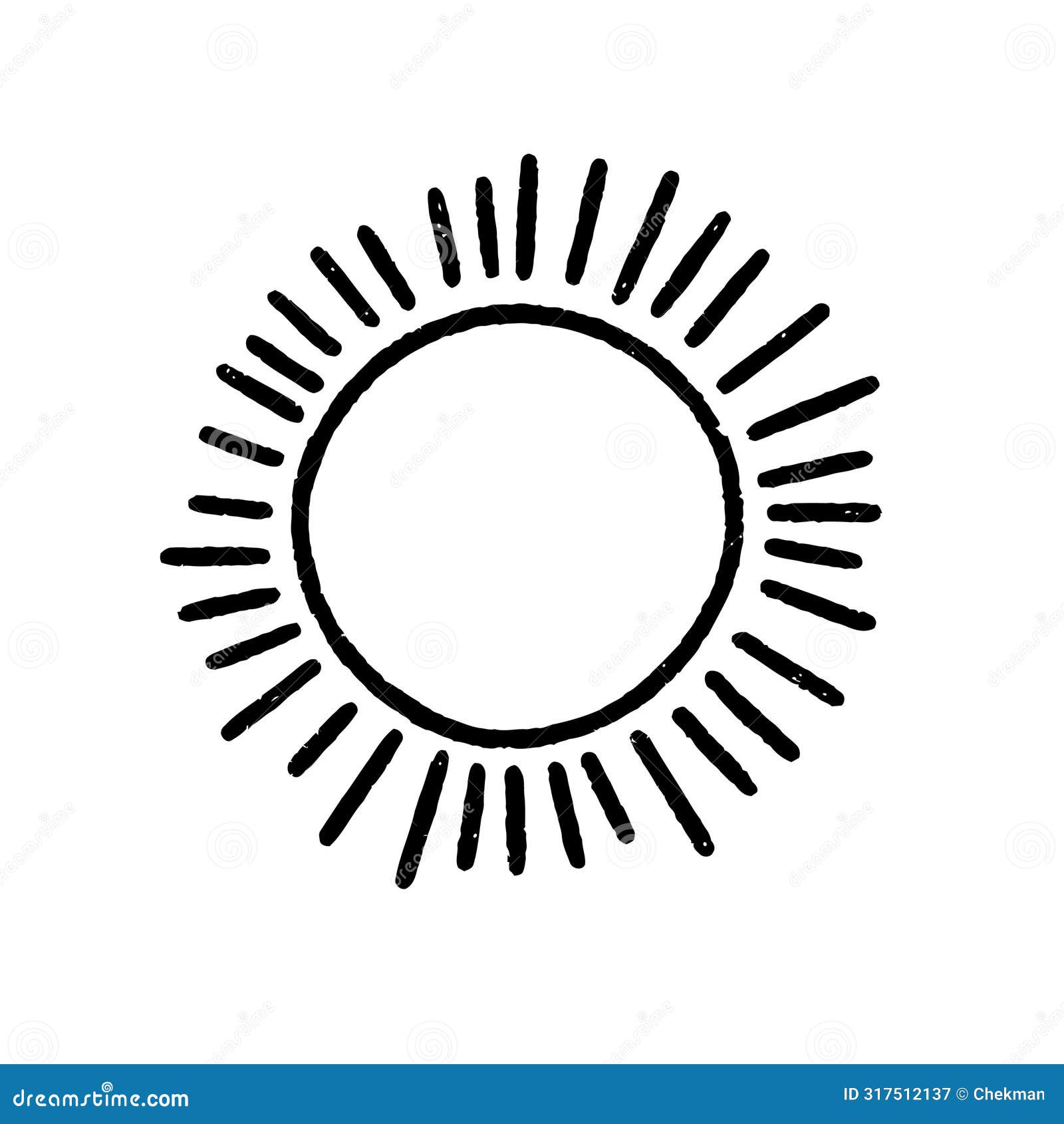 Sun Symbol. Childlike Drawing of Sun. Abstract Cute Drawing of Sun ...