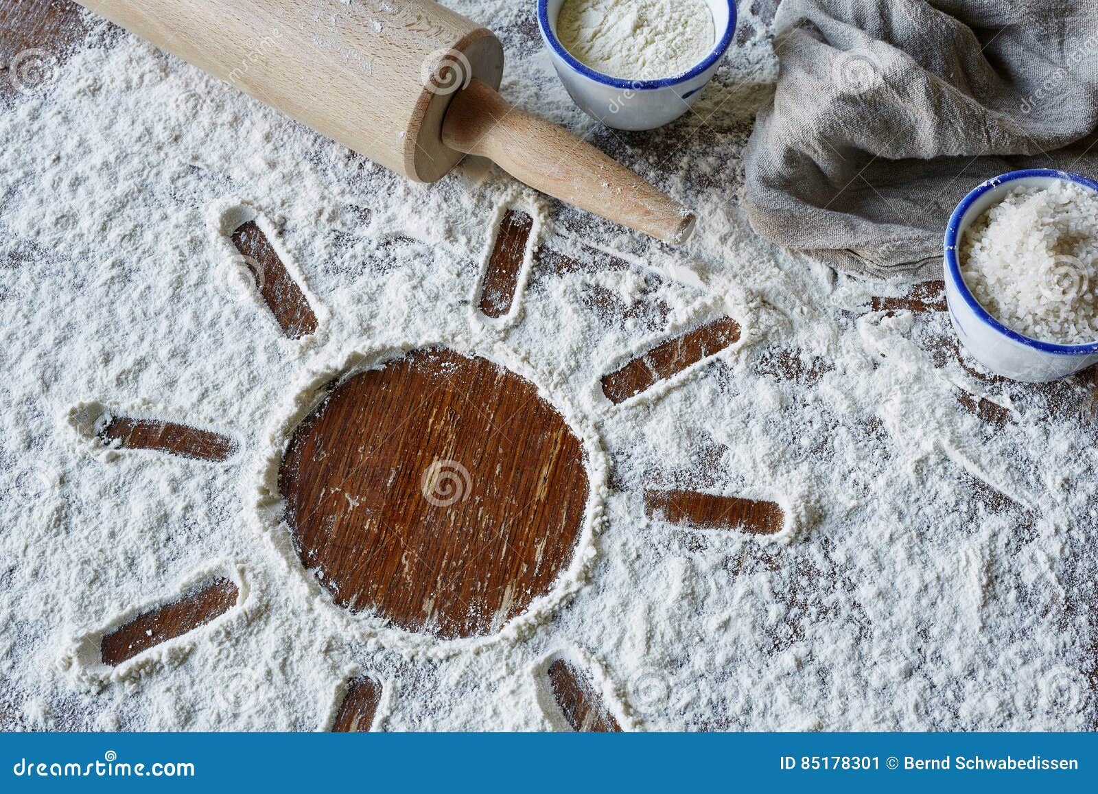 Sun Symbol In Flour With Utensils For Baking Royalty-Free Stock Photo ...
