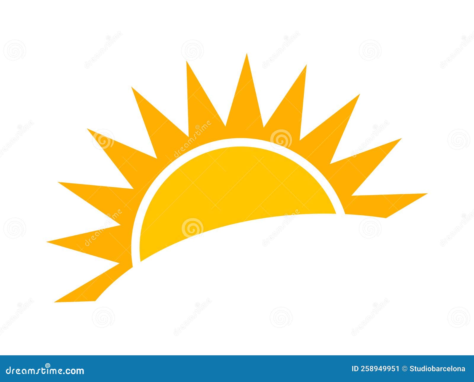 Sun symbol icon stock vector. Illustration of orange - 258949951
