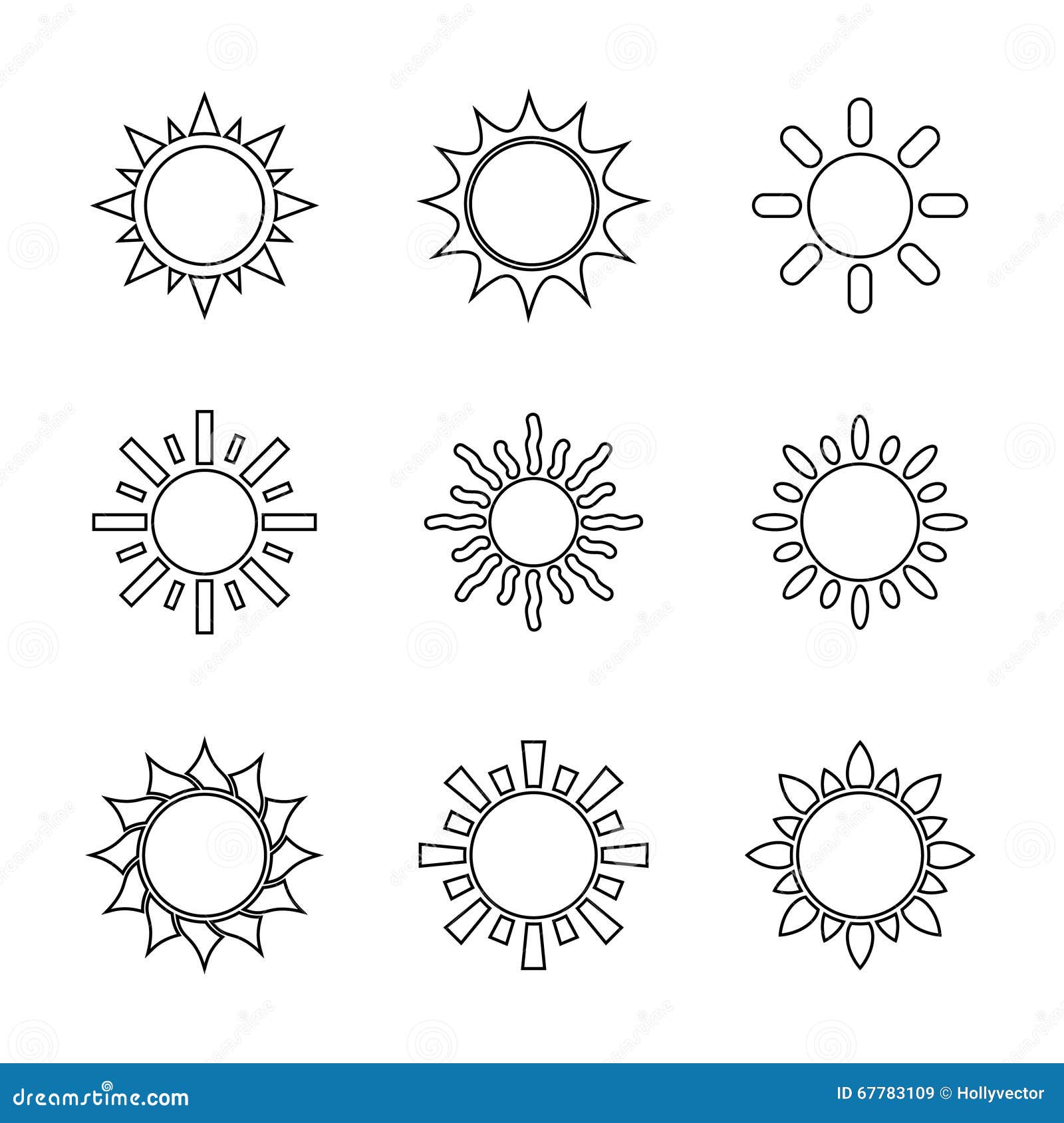 Sun symbols set stock vector. Illustration of element - 67783109