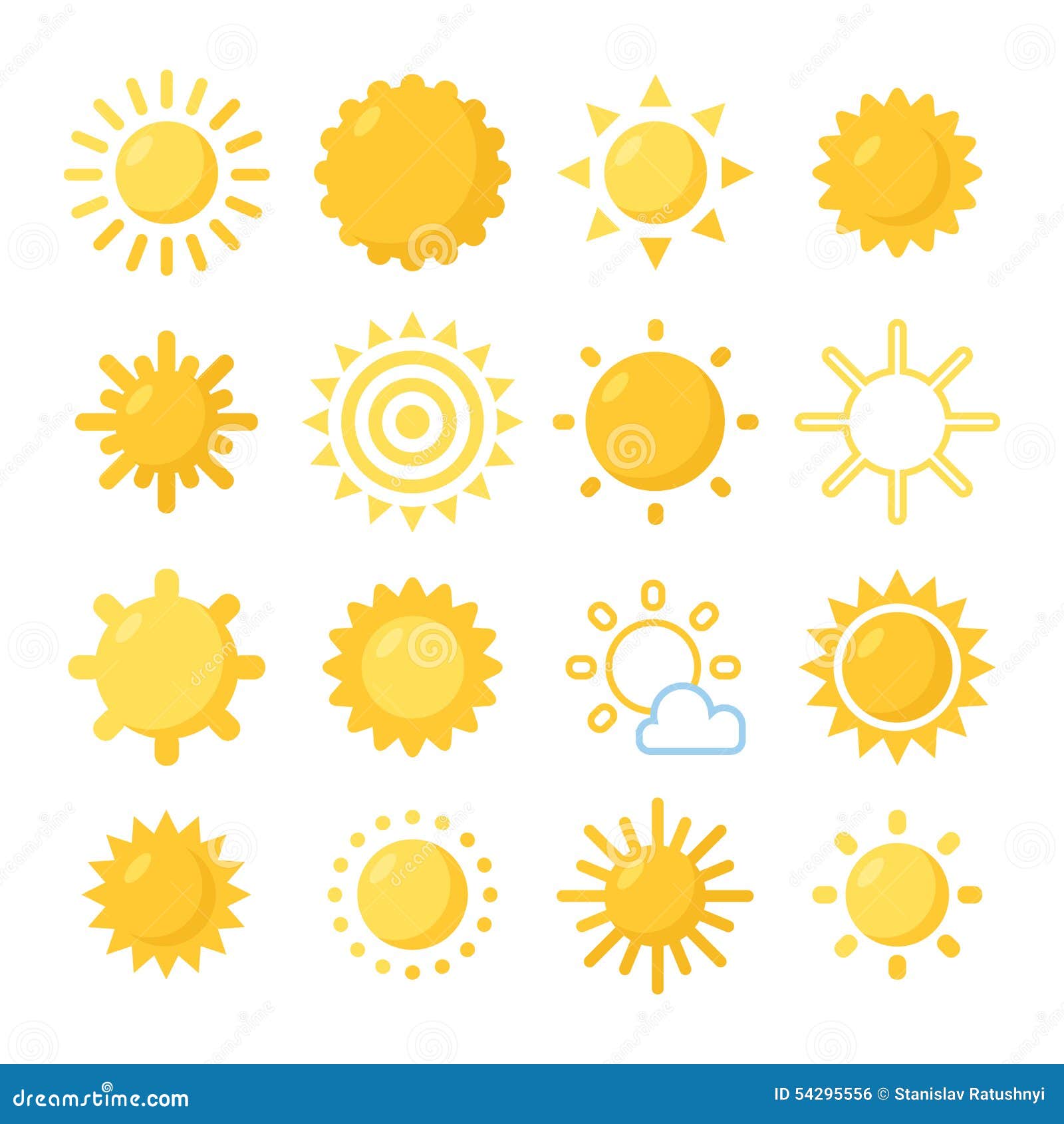 Sun symbols set stock vector. Illustration of nature - 54295556