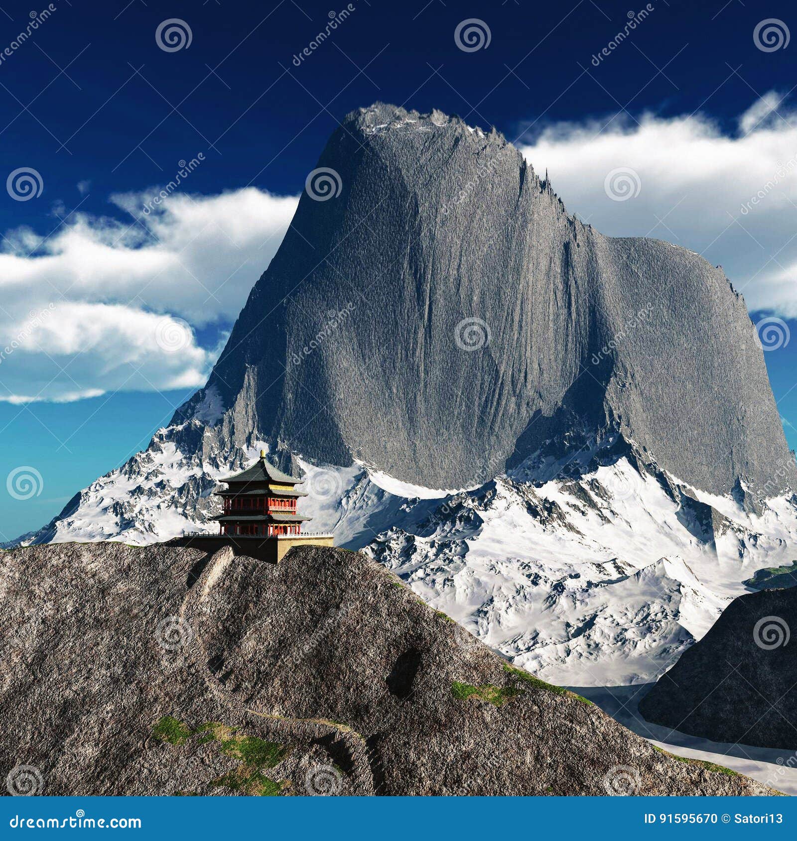 Sun Temple - Buddhist Shrine in the Himalayas 3d Rendering Stock ...