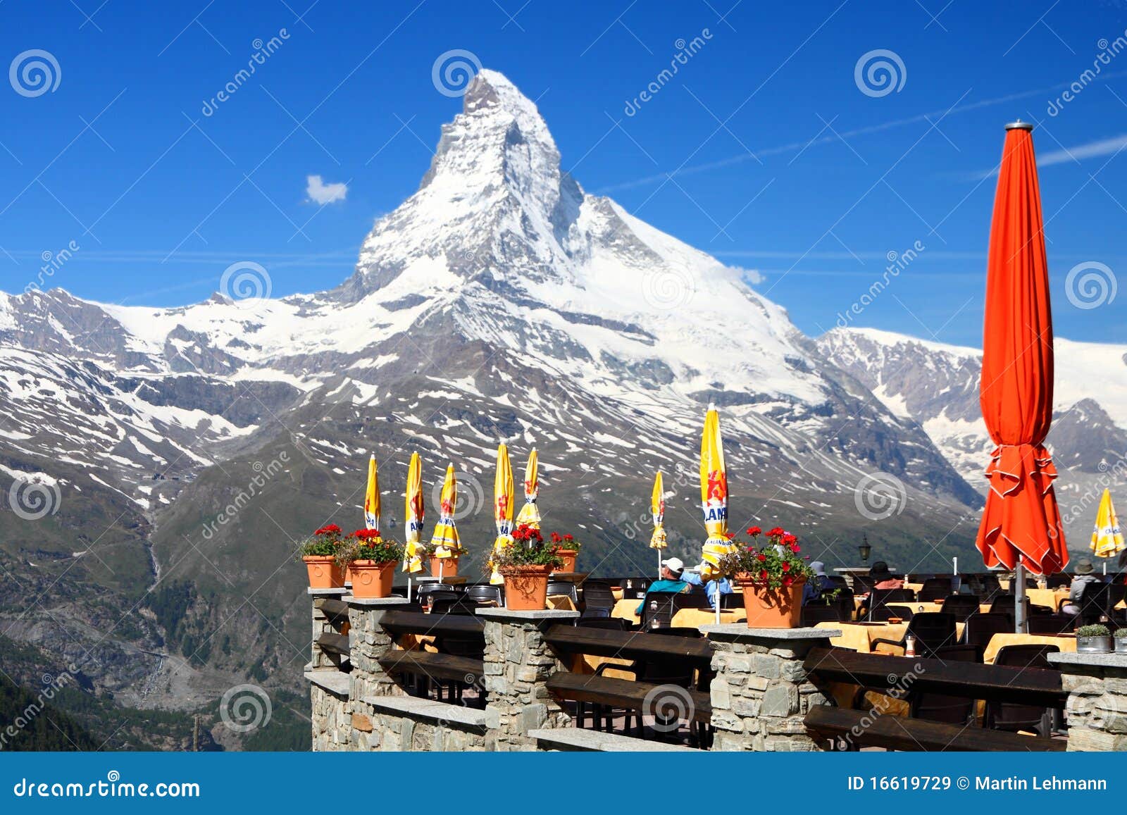 Sun Terrace Underneath Mountain Editorial Stock Image - Image of europe ...