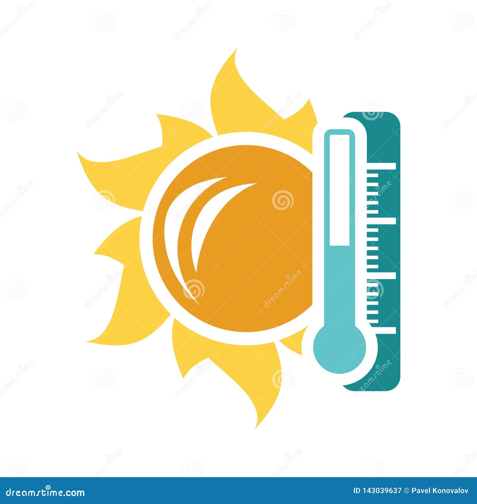 Sun and Thermometer with High Temperature Icon Stock Vector ...