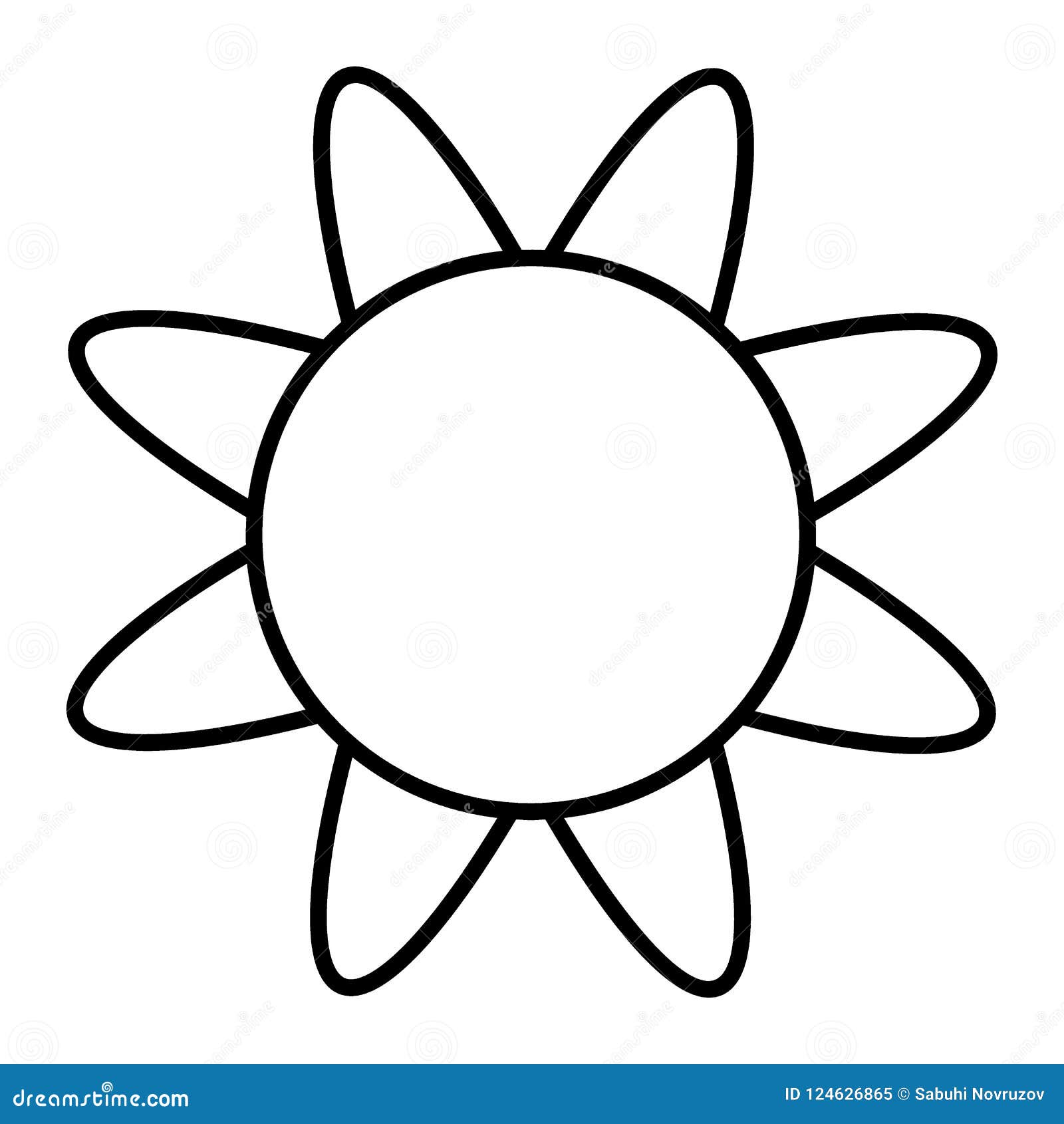 Sun Thin Line Icon. Stylized Sun Vector Illustration Isolated on White ...