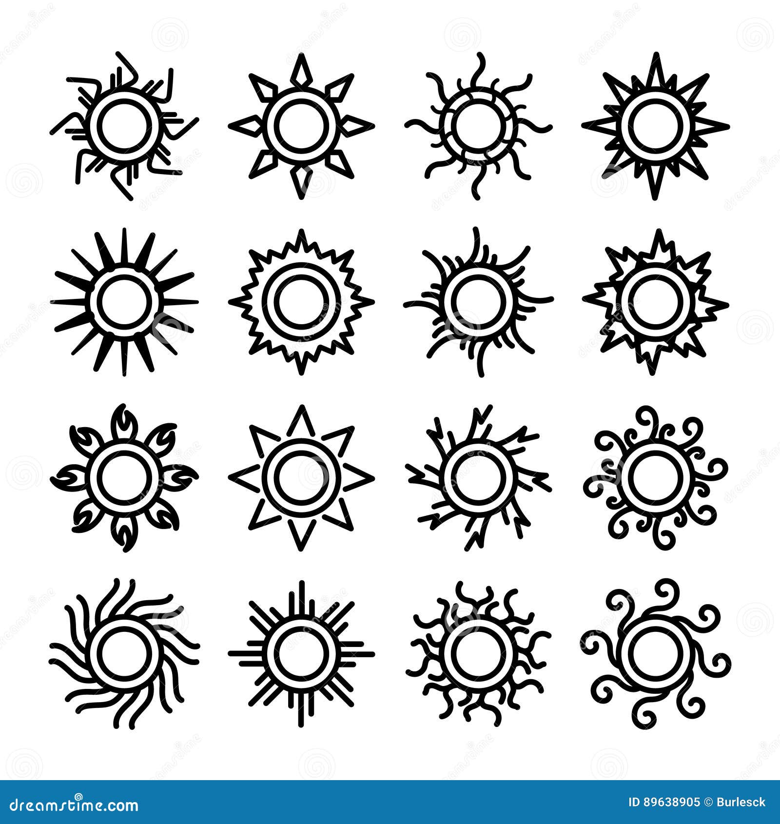 Sun thin line vector icons stock vector. Illustration of monochrome ...