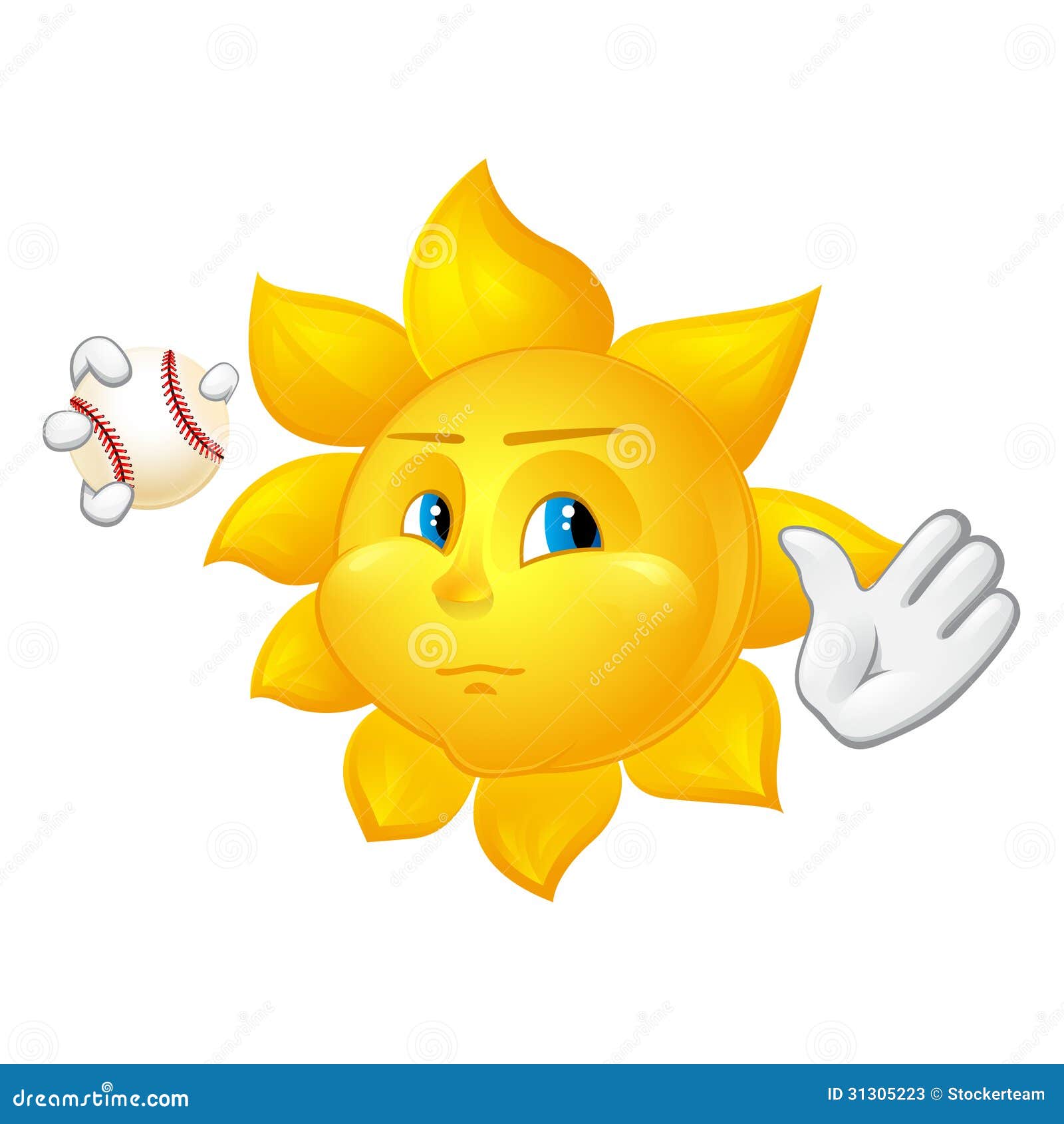 Sun in Throwing Ball Isolated on White Background Stock Illustration ...
