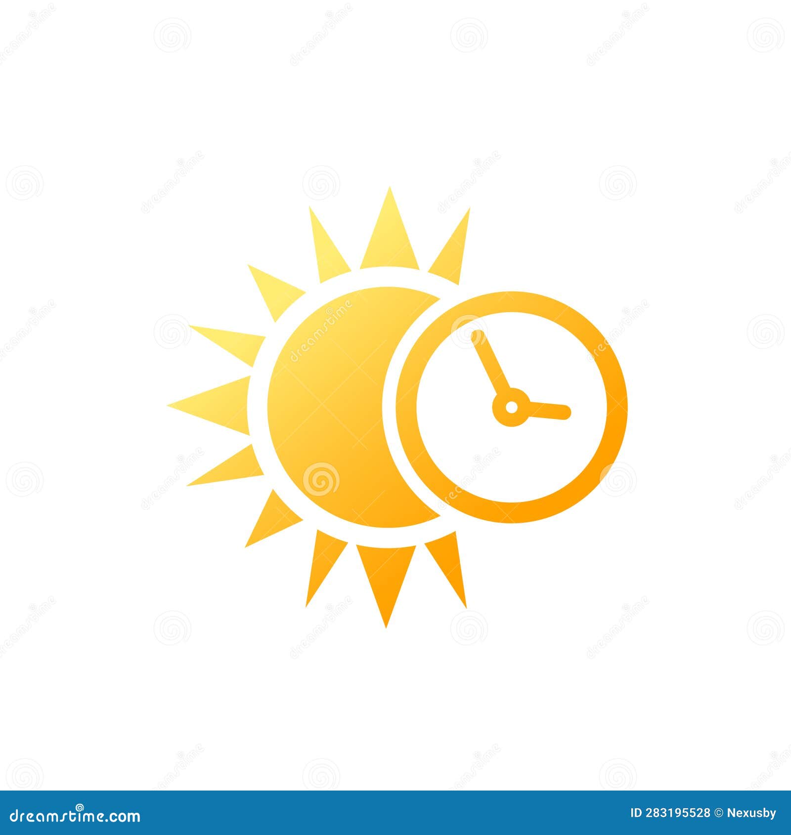 Sun and time icon, vector stock vector. Illustration of intense - 283195528