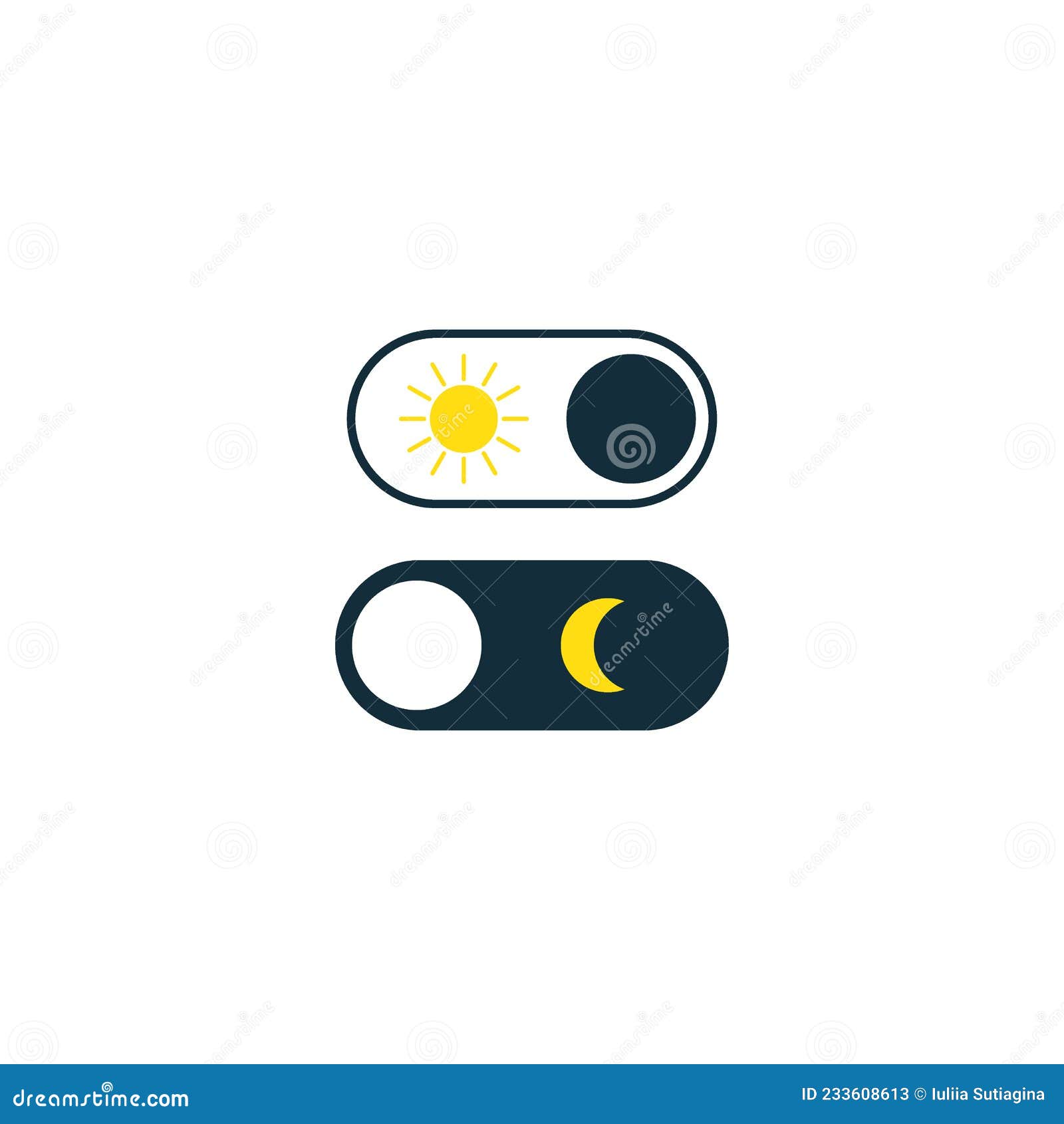 Sun To Moon Switch Icons. Change of Night and Day. Interface Design ...