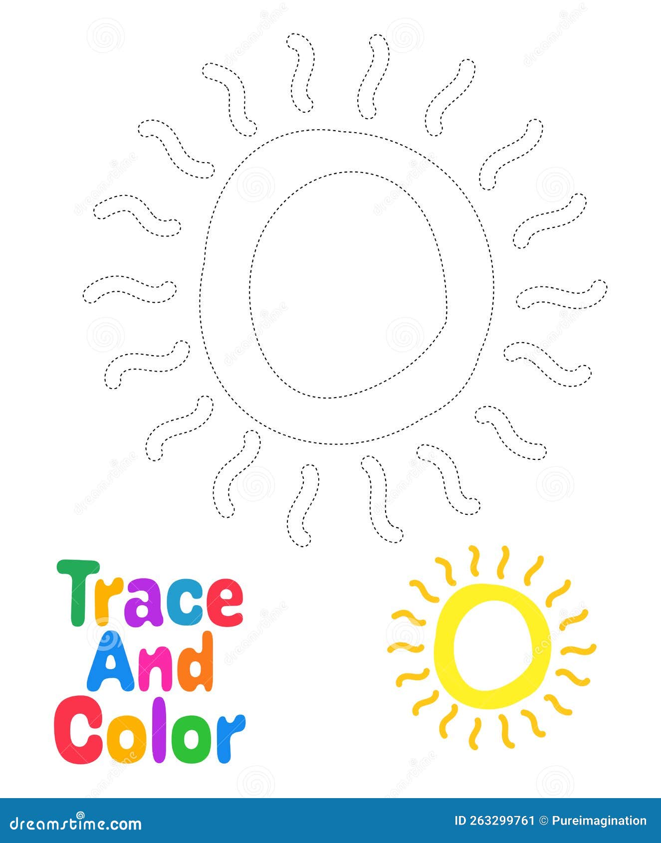 Sun Tracing Worksheet for Kids Stock Vector - Illustration of funny ...