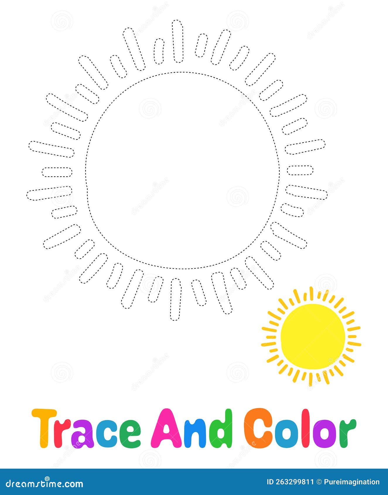 Sun Tracing Worksheet for Kids Stock Vector - Illustration of isolated ...