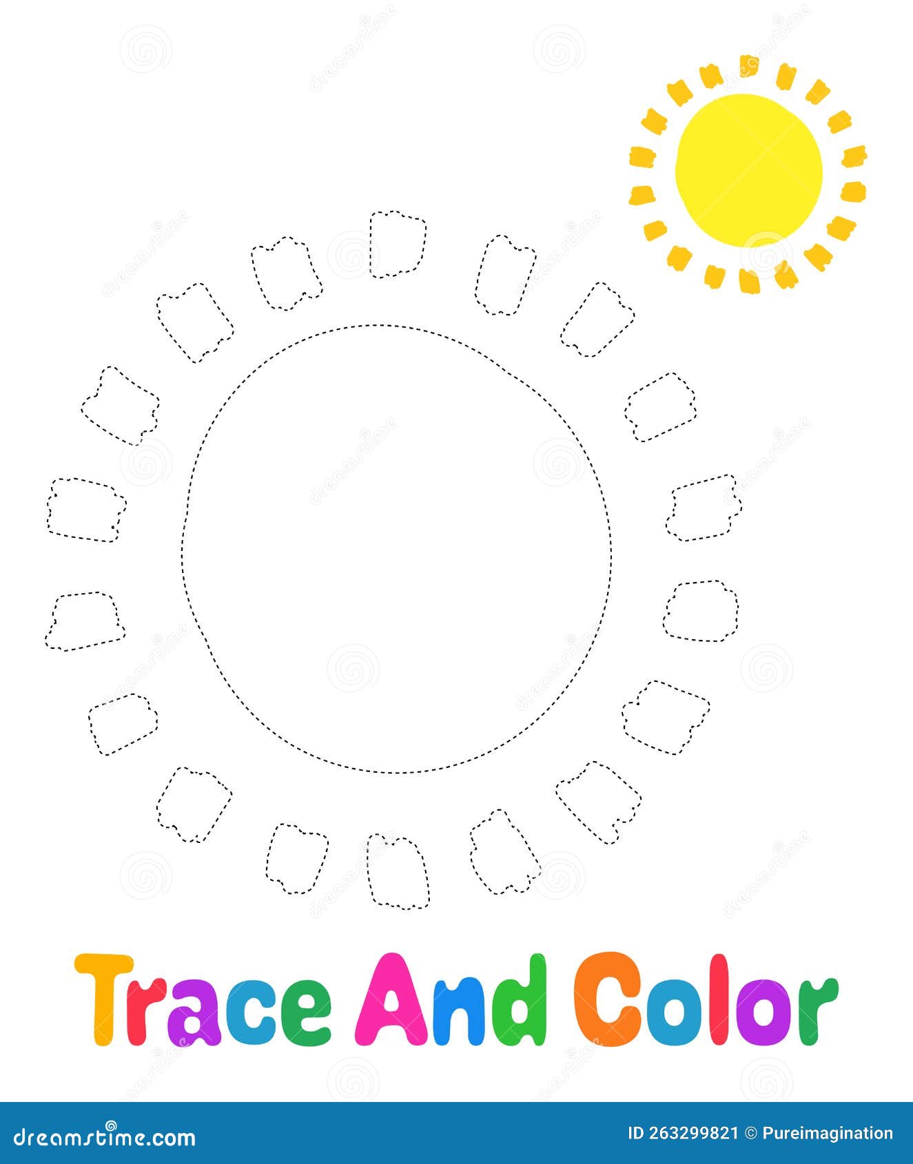 Sun Tracing Worksheet for Kids Stock Vector - Illustration of contour ...