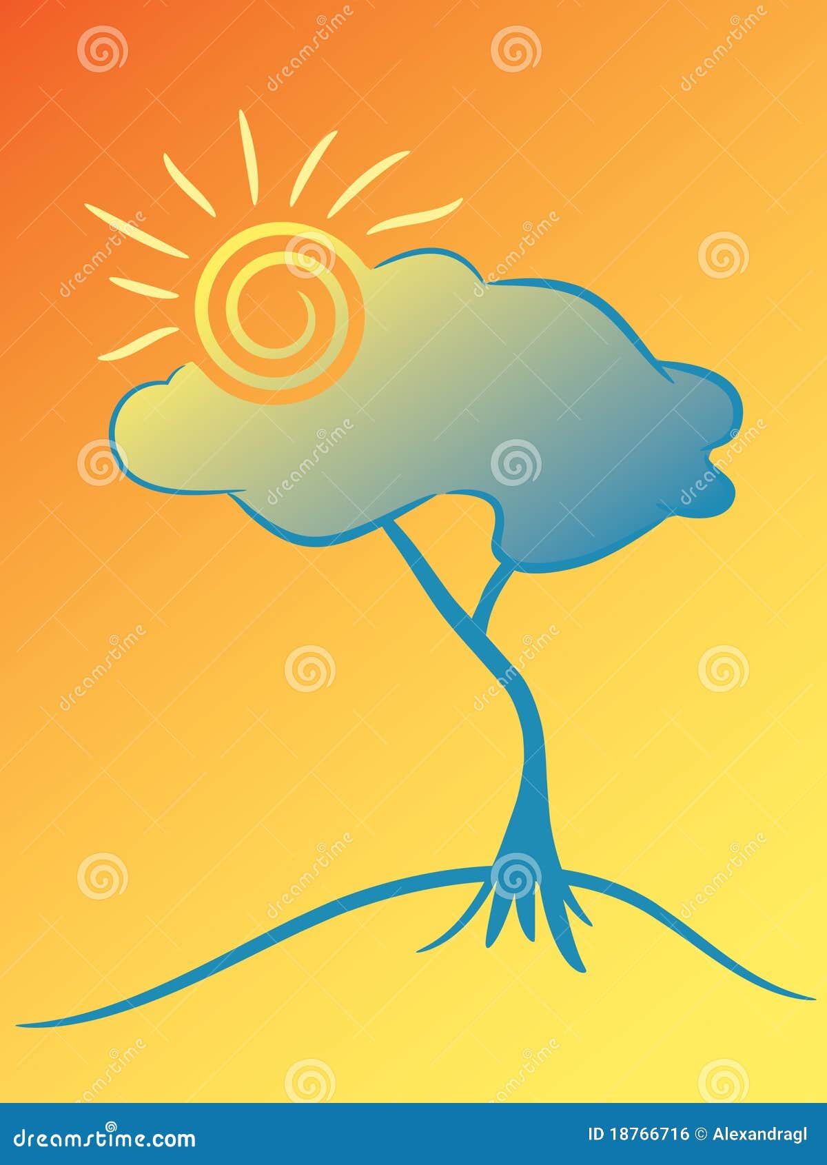 Sun and tree. stock vector. Illustration of style, africa - 18766716