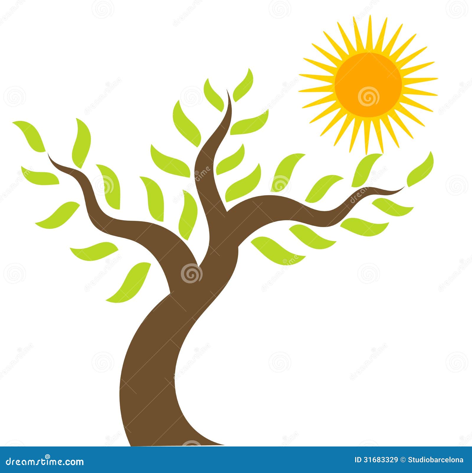 Sun and tree stock illustration. Illustration of artistic - 31683329