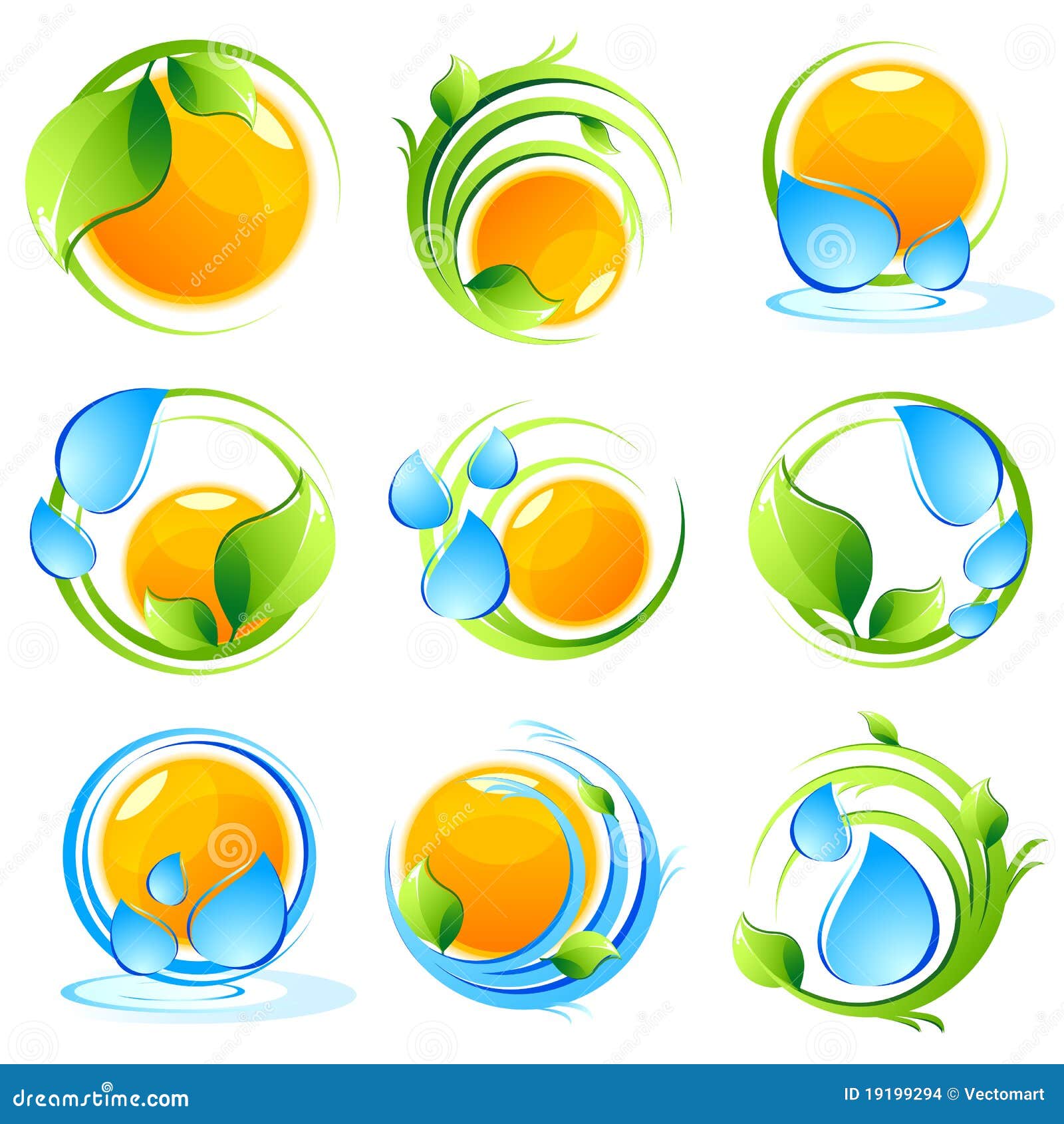 Sun Tree and Water stock vector. Illustration of drop - 19199294