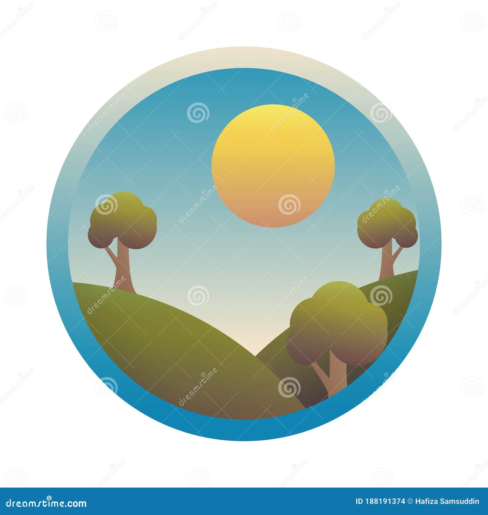 Sun and Trees. Vector Illustration Decorative Design Stock Vector ...
