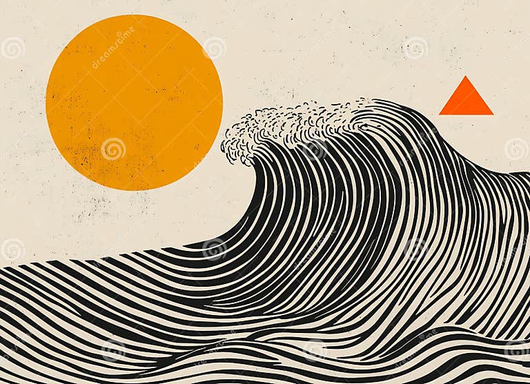 Sun & Triangle Wave Design Stock Photo - Image of minimalism, triangle ...