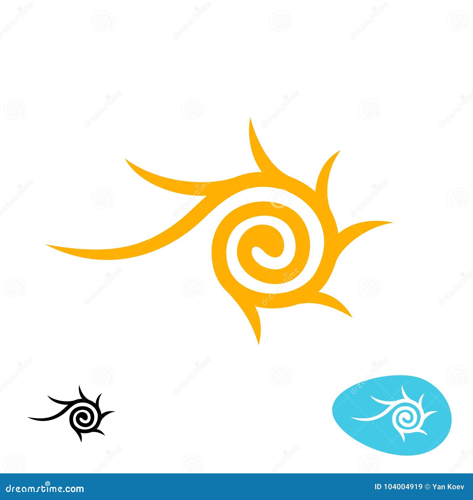 Sun tribal spiral logo stock vector. Illustration of isolated - 104004919