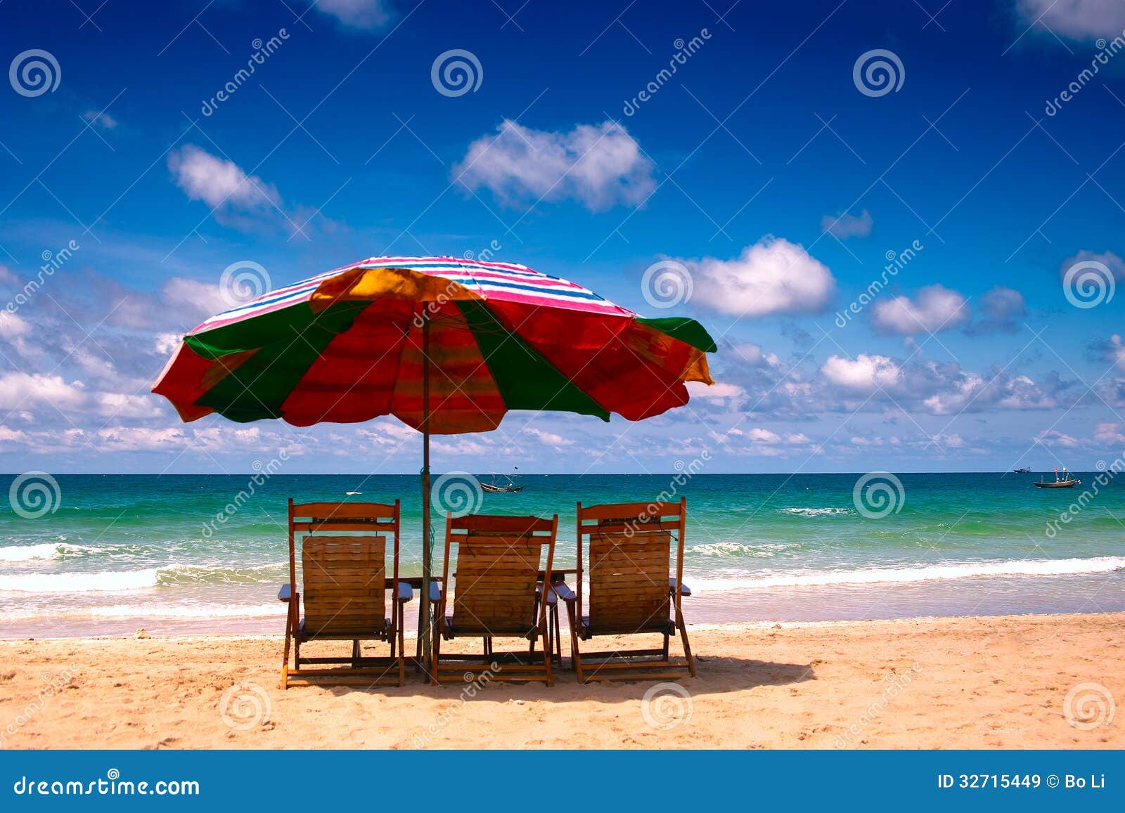 Sun umbrella and sea stock image. Image of cloud, season - 32715449