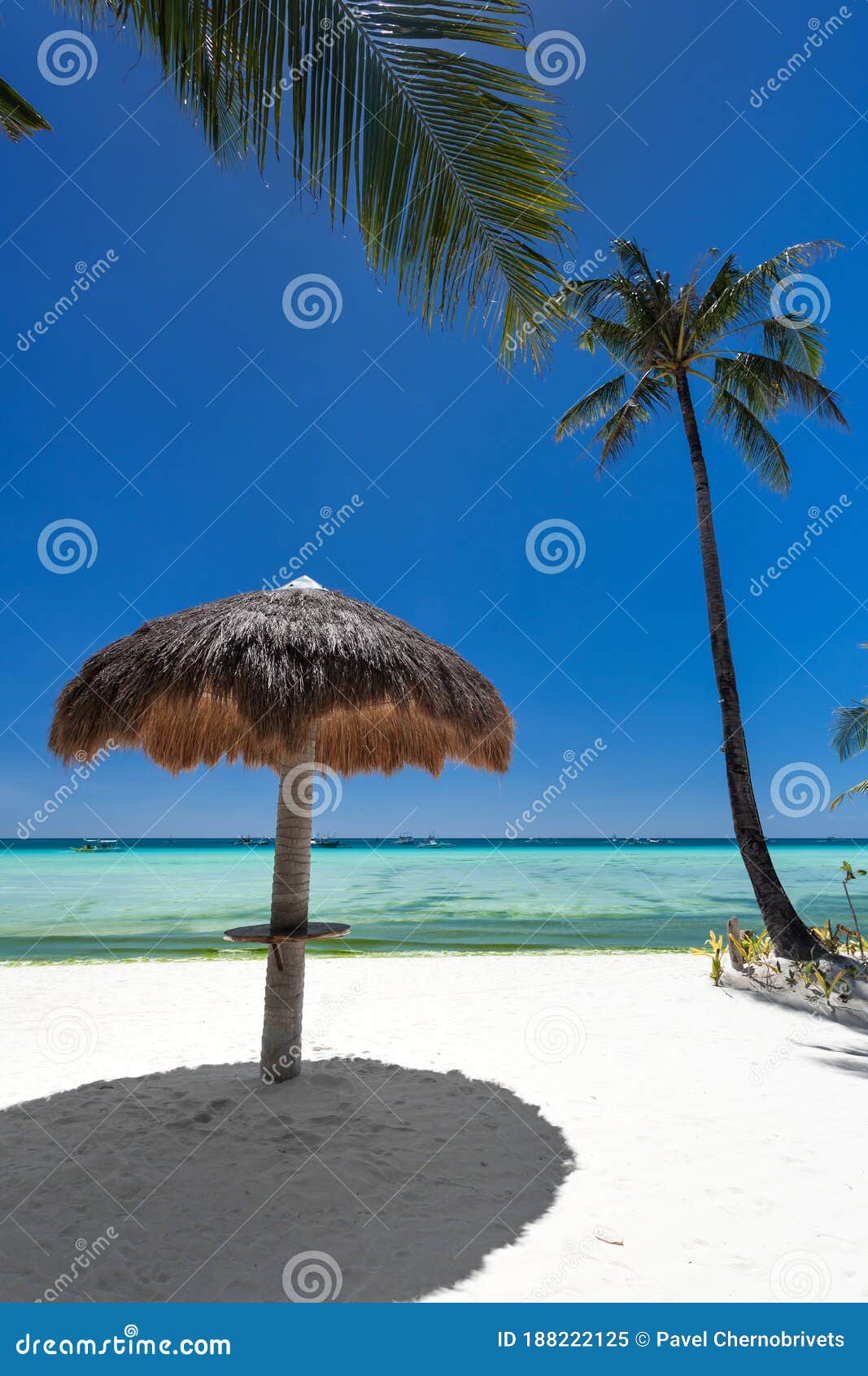Sun Umbrella on Tropical Beach Stock Image - Image of lounge, nature ...