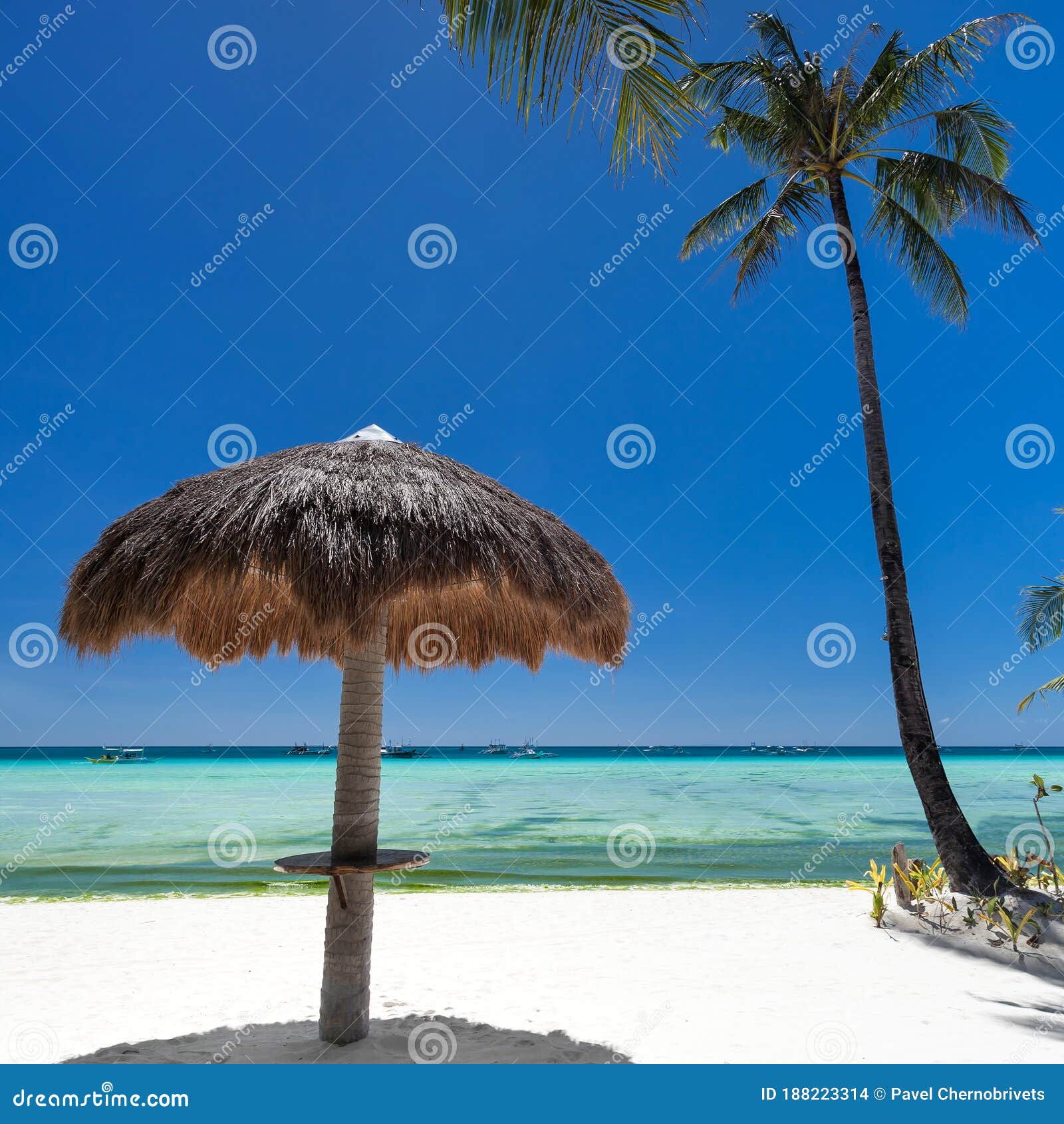 Sun Umbrella on Tropical Beach Stock Photo - Image of holidays, beach ...
