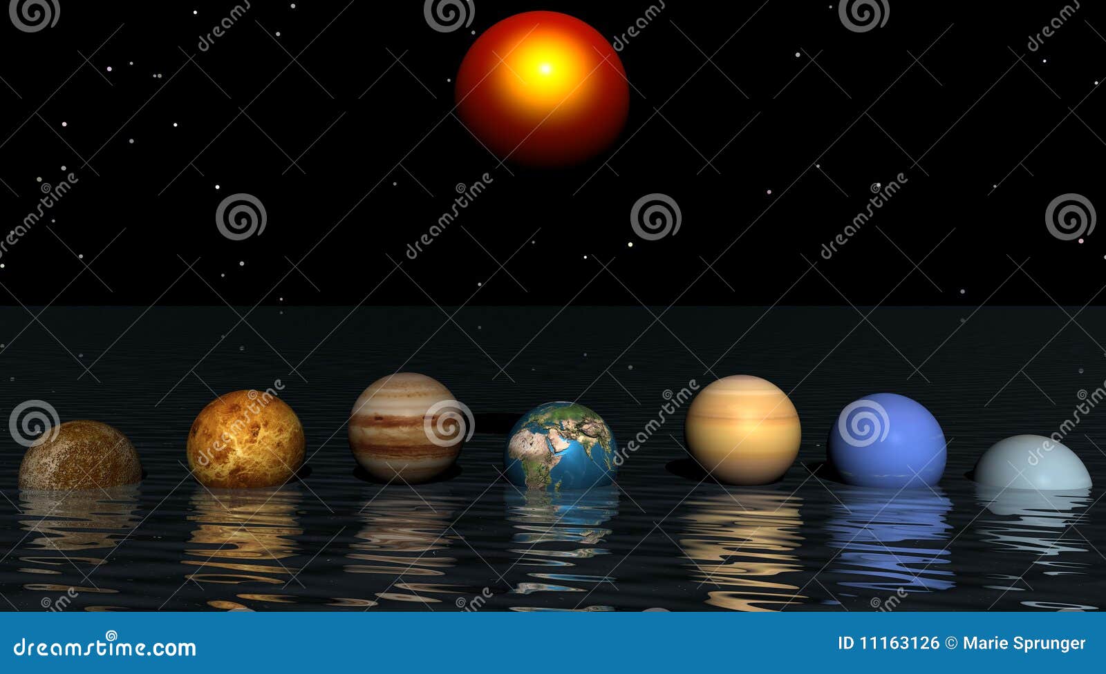 Sun und Planeten stock abbildung. Illustration von wasser - 11163126