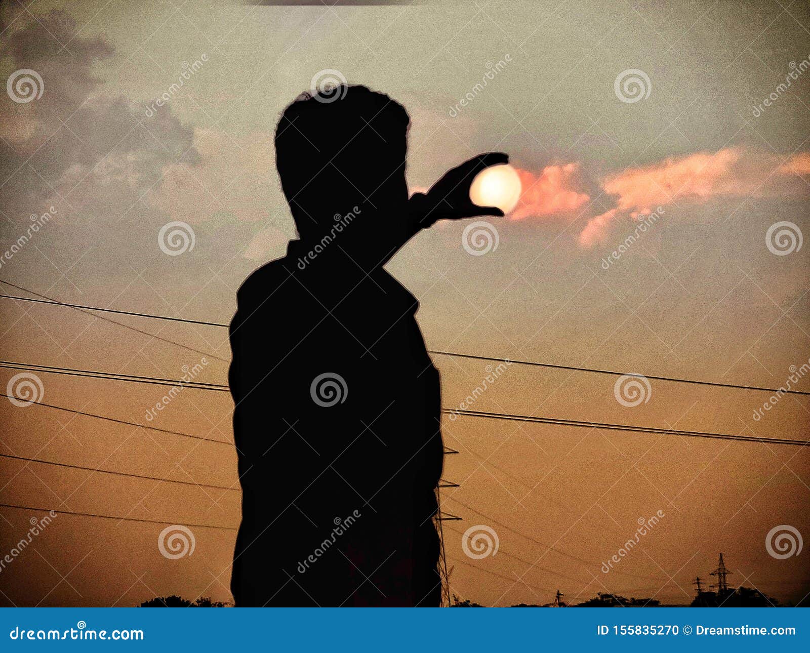 Sun Under Human Control in Future Stock Photo - Image of nature ...