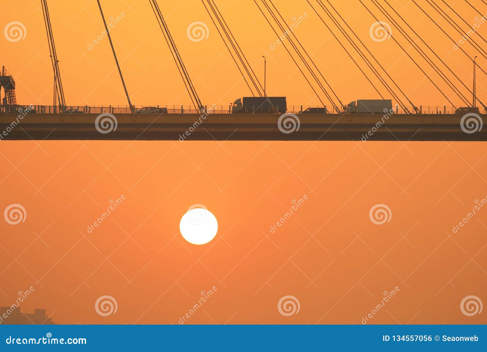A Sun Under the Ting Kau Bridge Stock Photo - Image of trade, dramatic ...