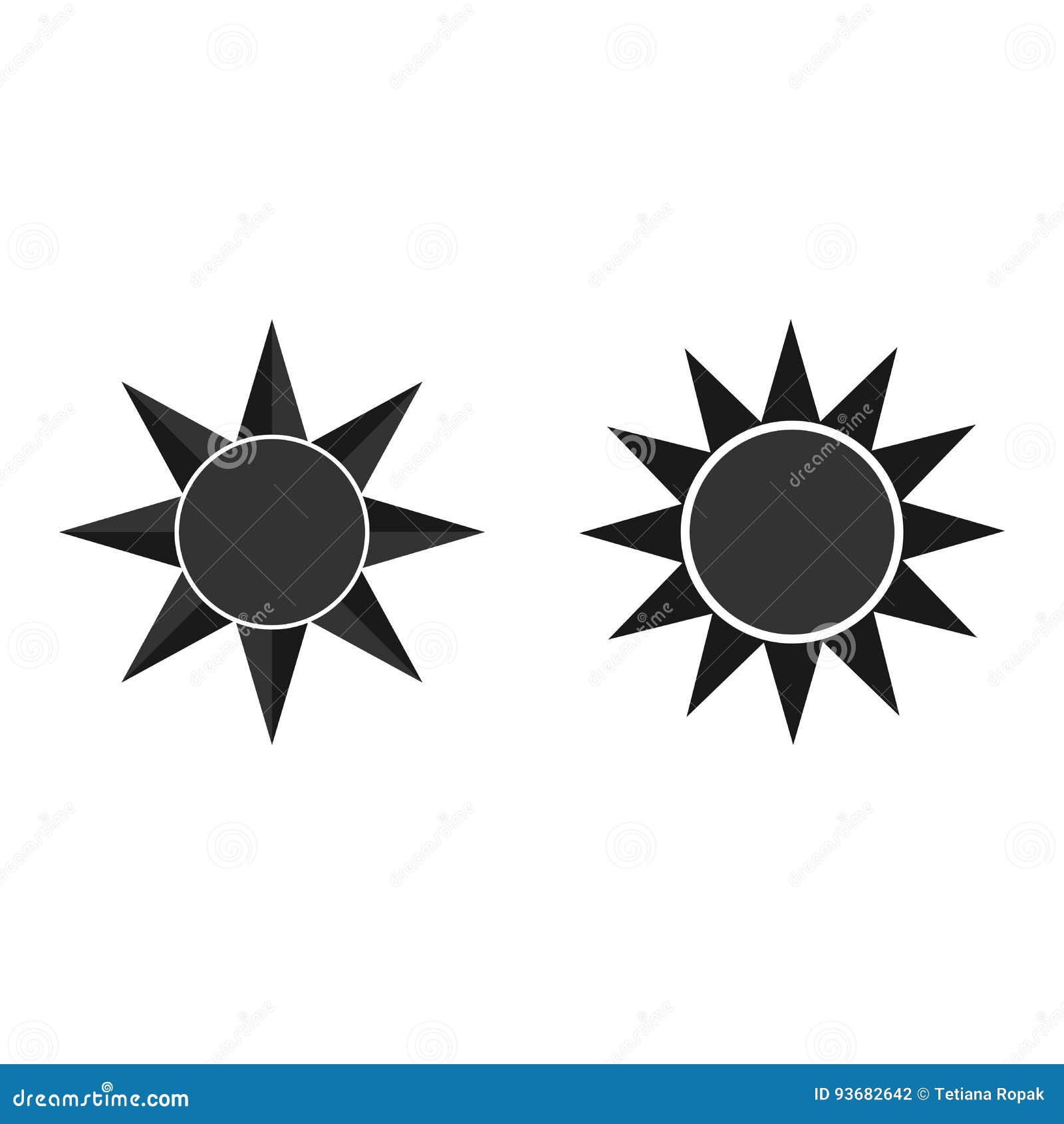 Sun Vector Black Icon. Element for Design.Vector Illustration. Stock ...