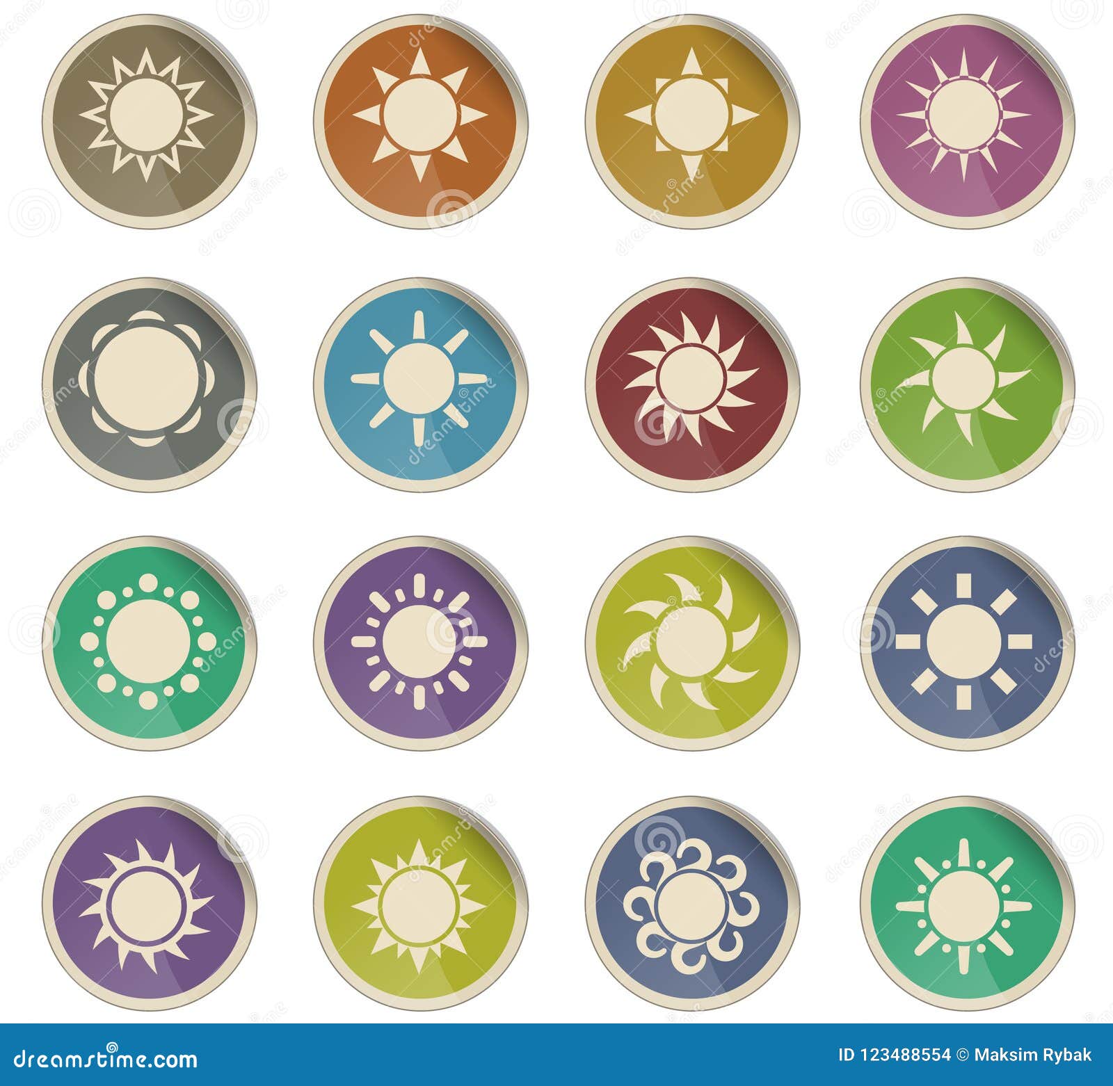 Sun icon set stock vector. Illustration of sunset, daylight - 123488554