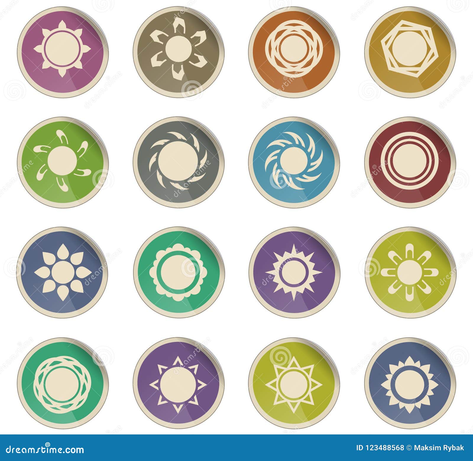 Sun icon set stock vector. Illustration of vector, warm - 123488568