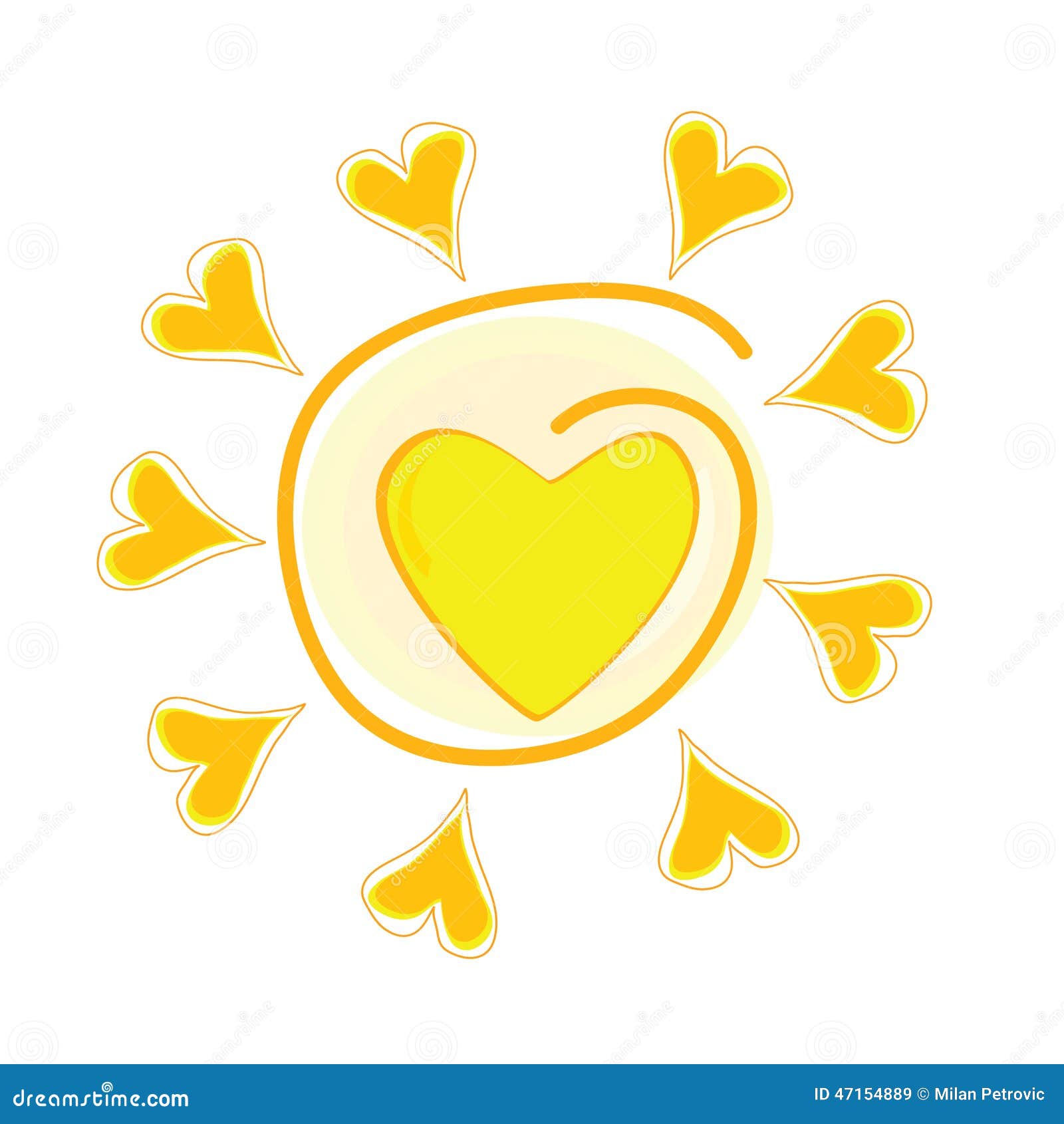 Sun Vector Illustration with Heart Stock Vector - Illustration of ...