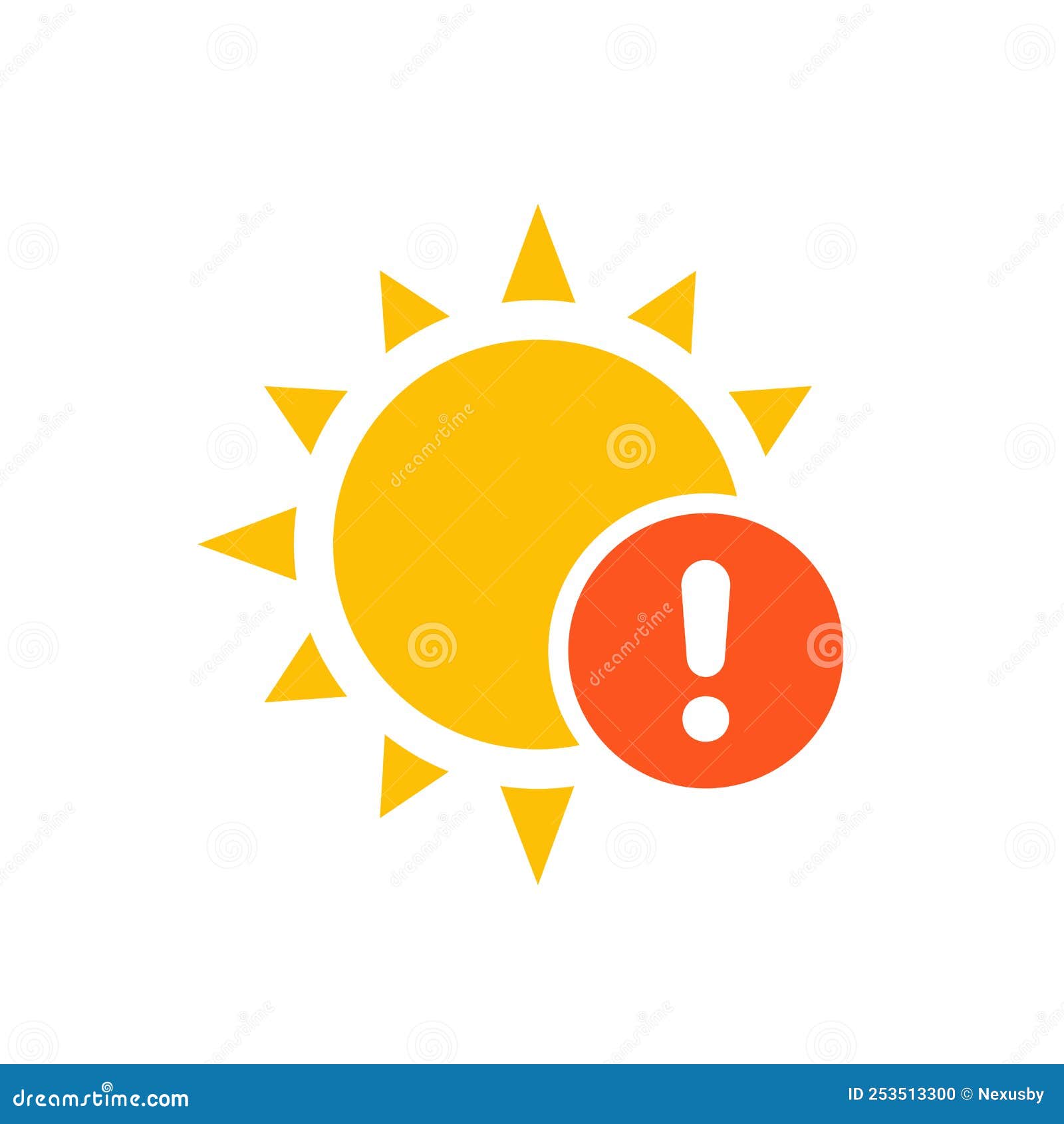 Sun Warning Icon on White, Vector Stock Vector - Illustration of ...