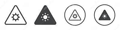 Sun with a Warning Triangle Icon Vector Logo Outline Stock Vector ...