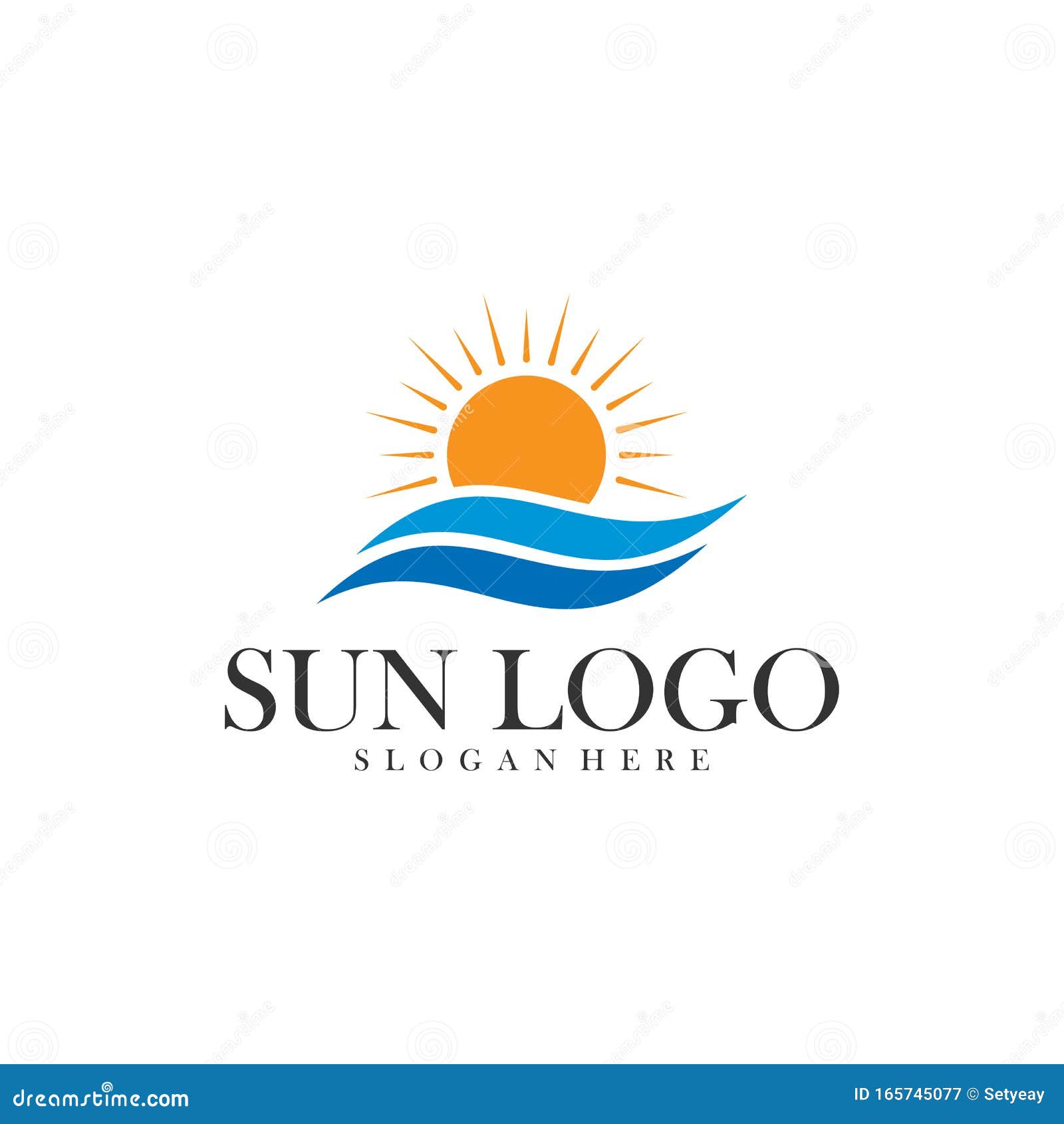 Sun with Water Logo Design Vector Template, Icon Symbol, Illustration ...