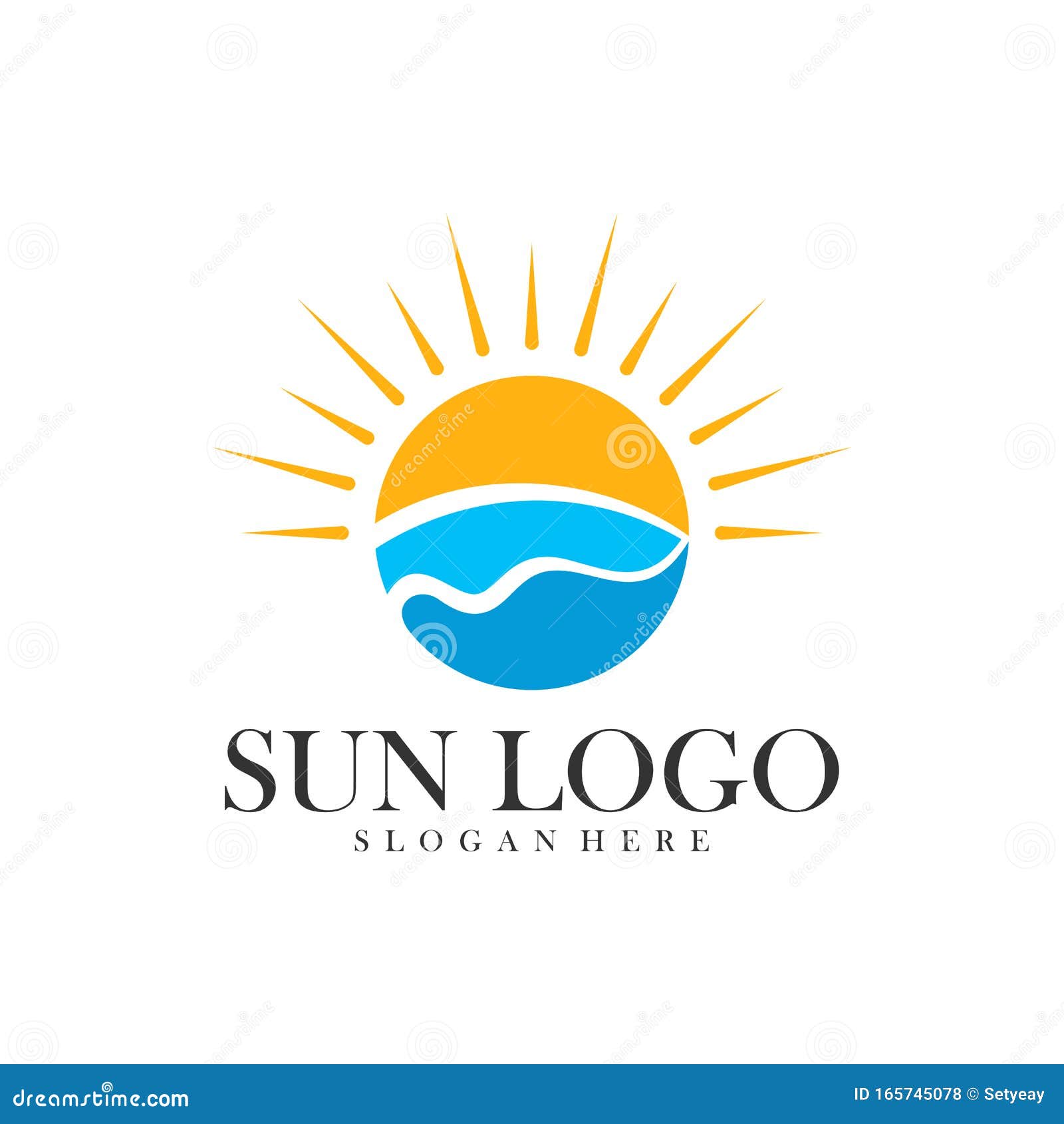 Sun with Water Logo Design Vector Template, Icon Symbol, Illustration ...
