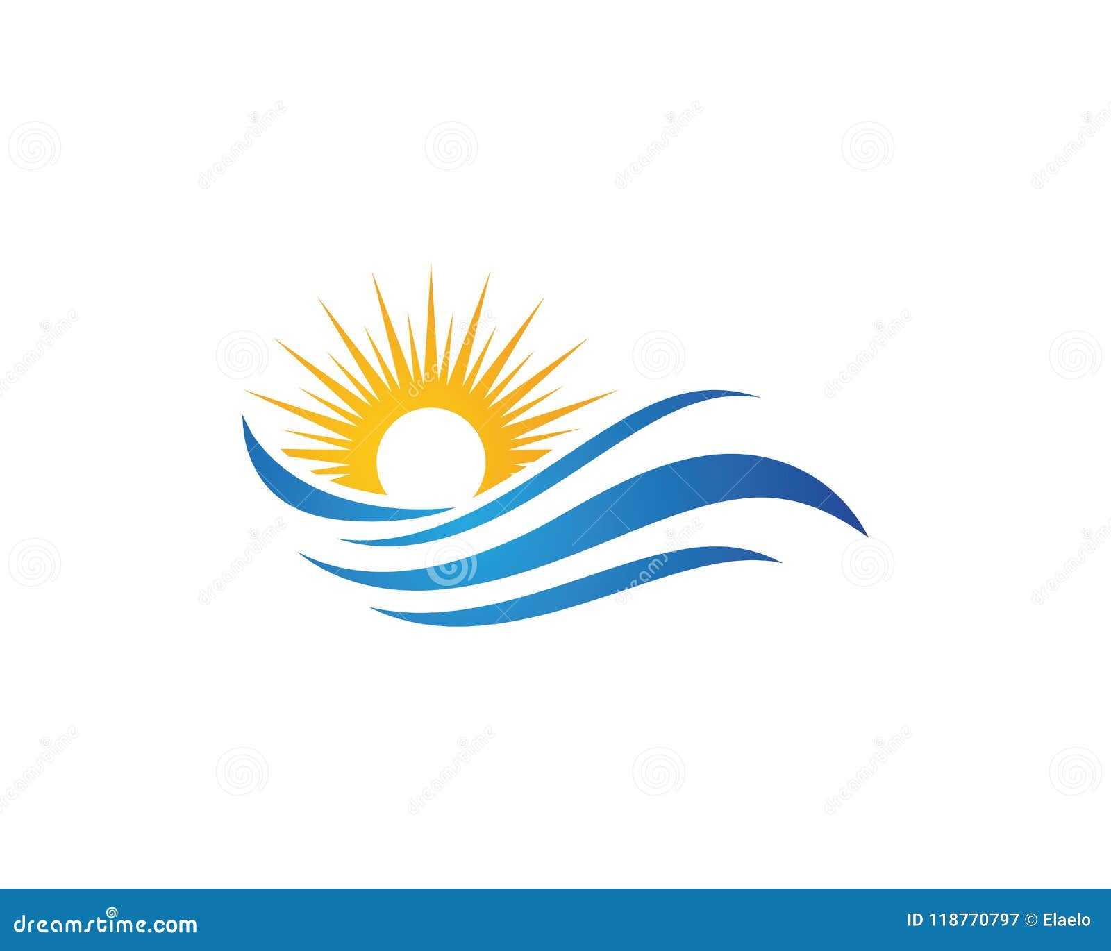 Sun with Water Wave Icon Vector Stock Vector - Illustration of yellow ...