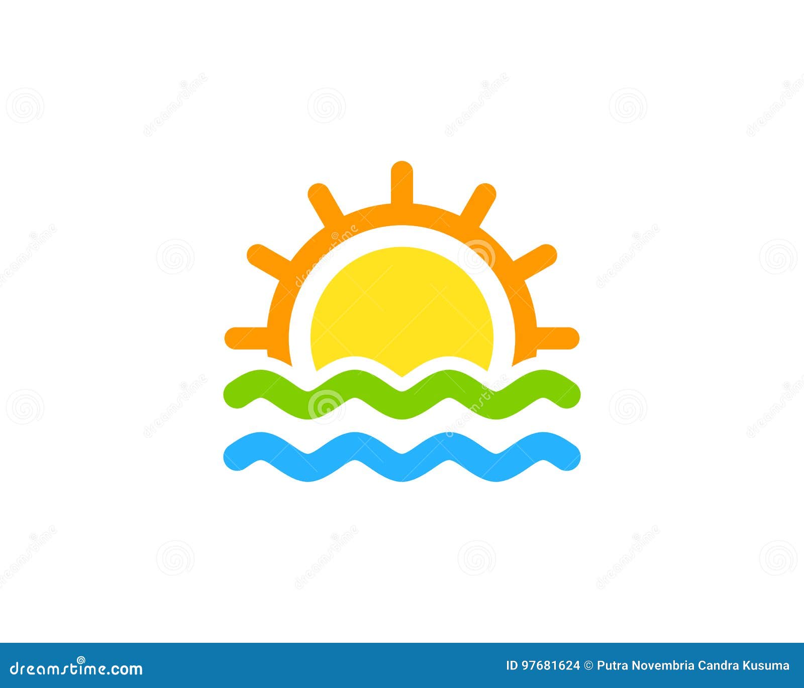 Sun Wave Icon Logo Design Element Stock Vector - Illustration of ...