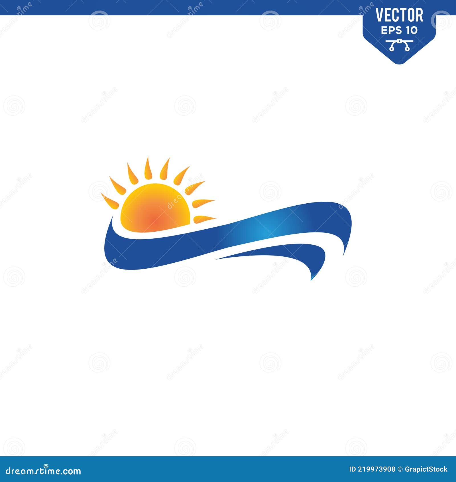Sun and Wave Logo Design Concept Stock Vector - Illustration of river ...