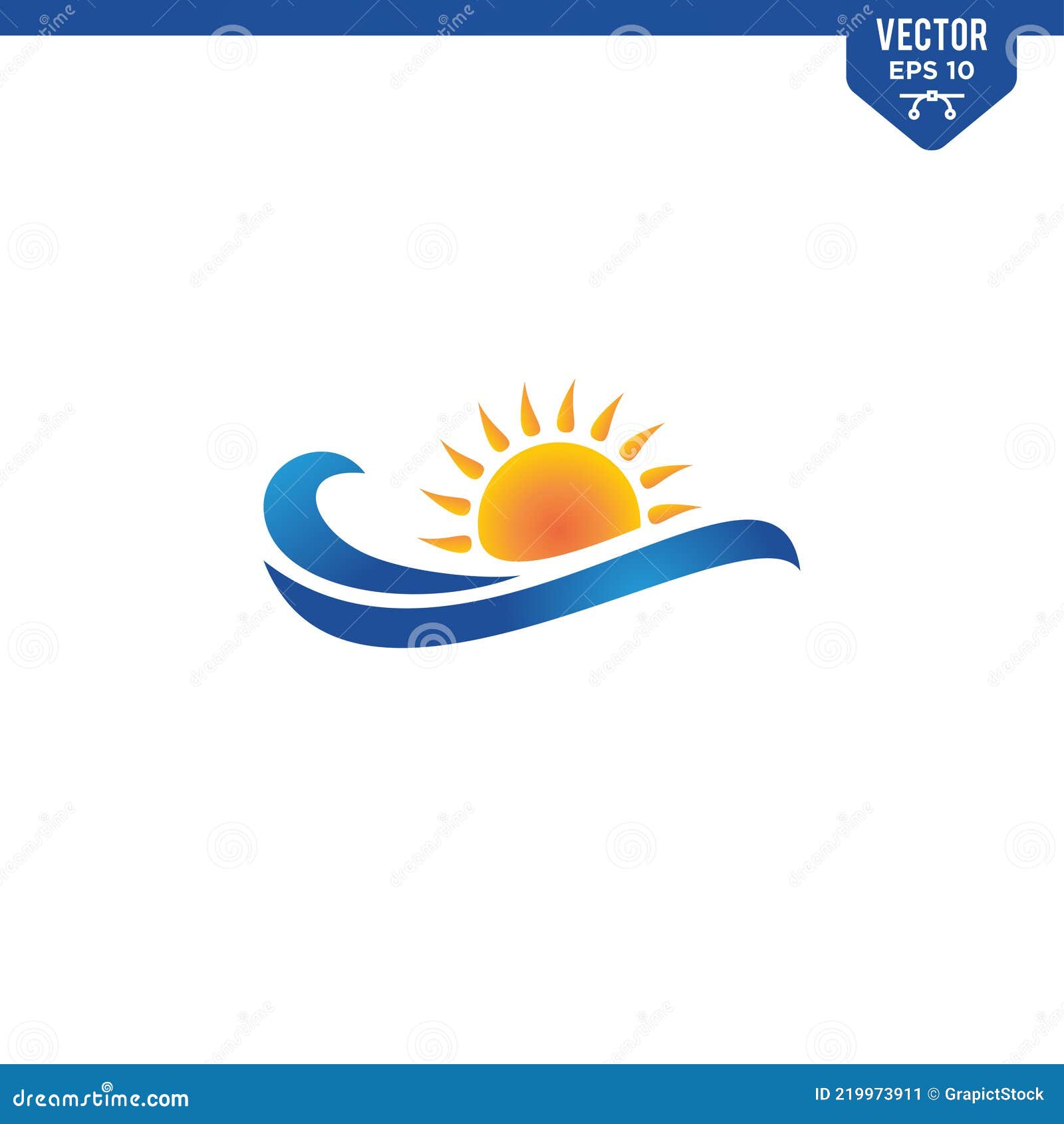 Sun and Wave Logo Design Concept Stock Vector - Illustration of bright ...