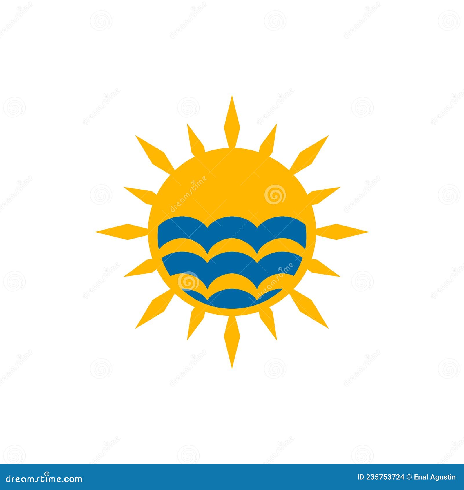 Sun and wave logo design stock vector. Illustration of creative - 235753724
