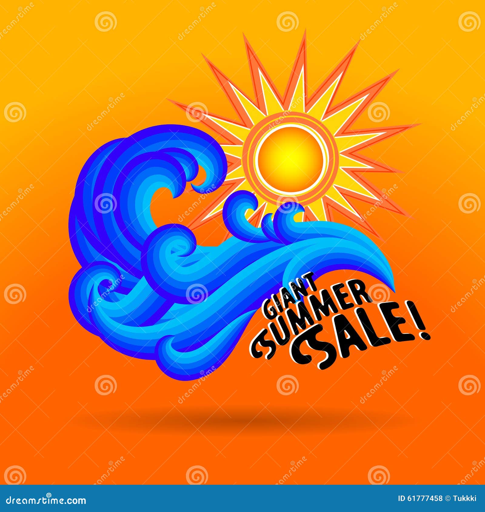 Sun Wave Ocean Illlustration Stock Vector - Illustration of splash ...